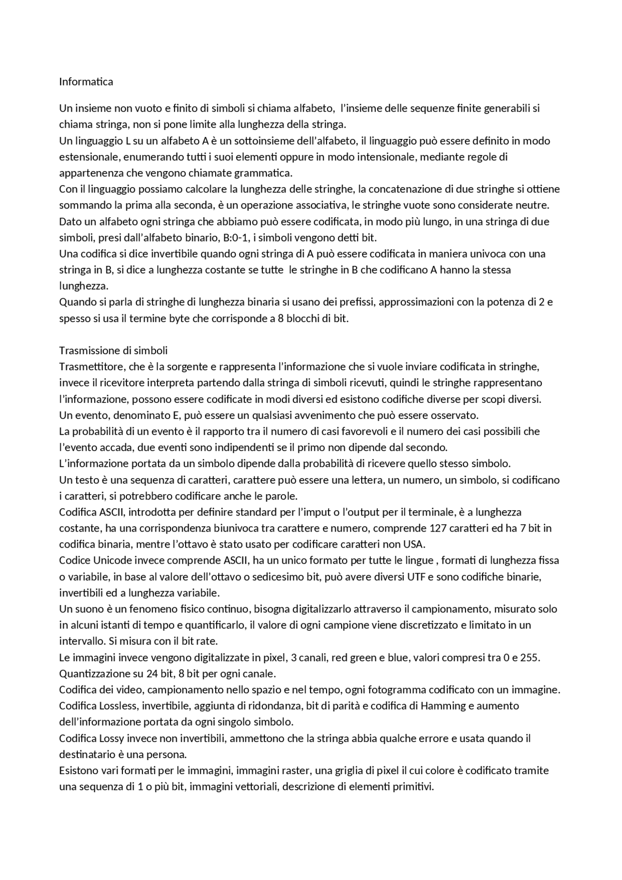 Informatica Per Esame Base Docsity