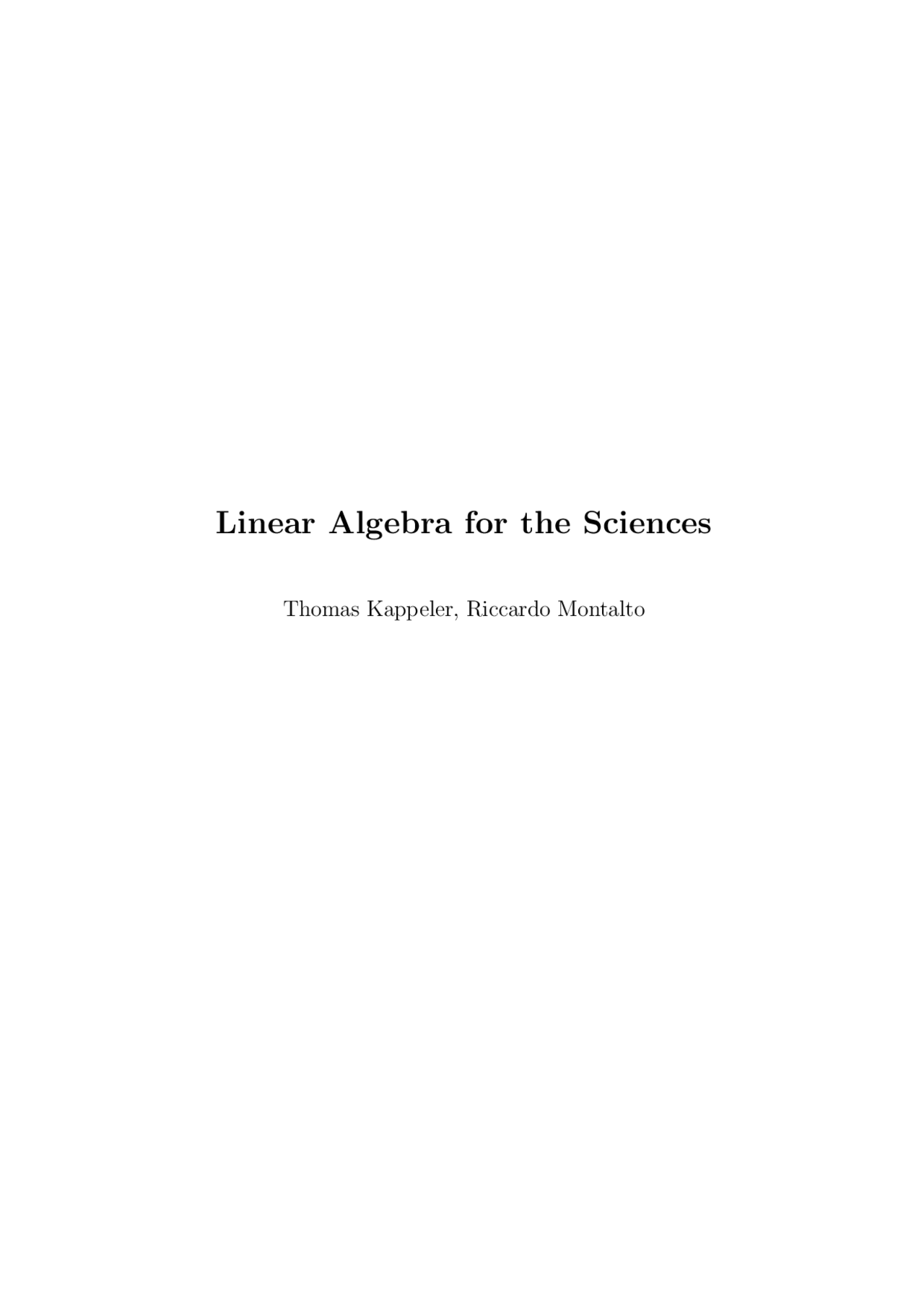 Linear Algebra For Sciences Docsity