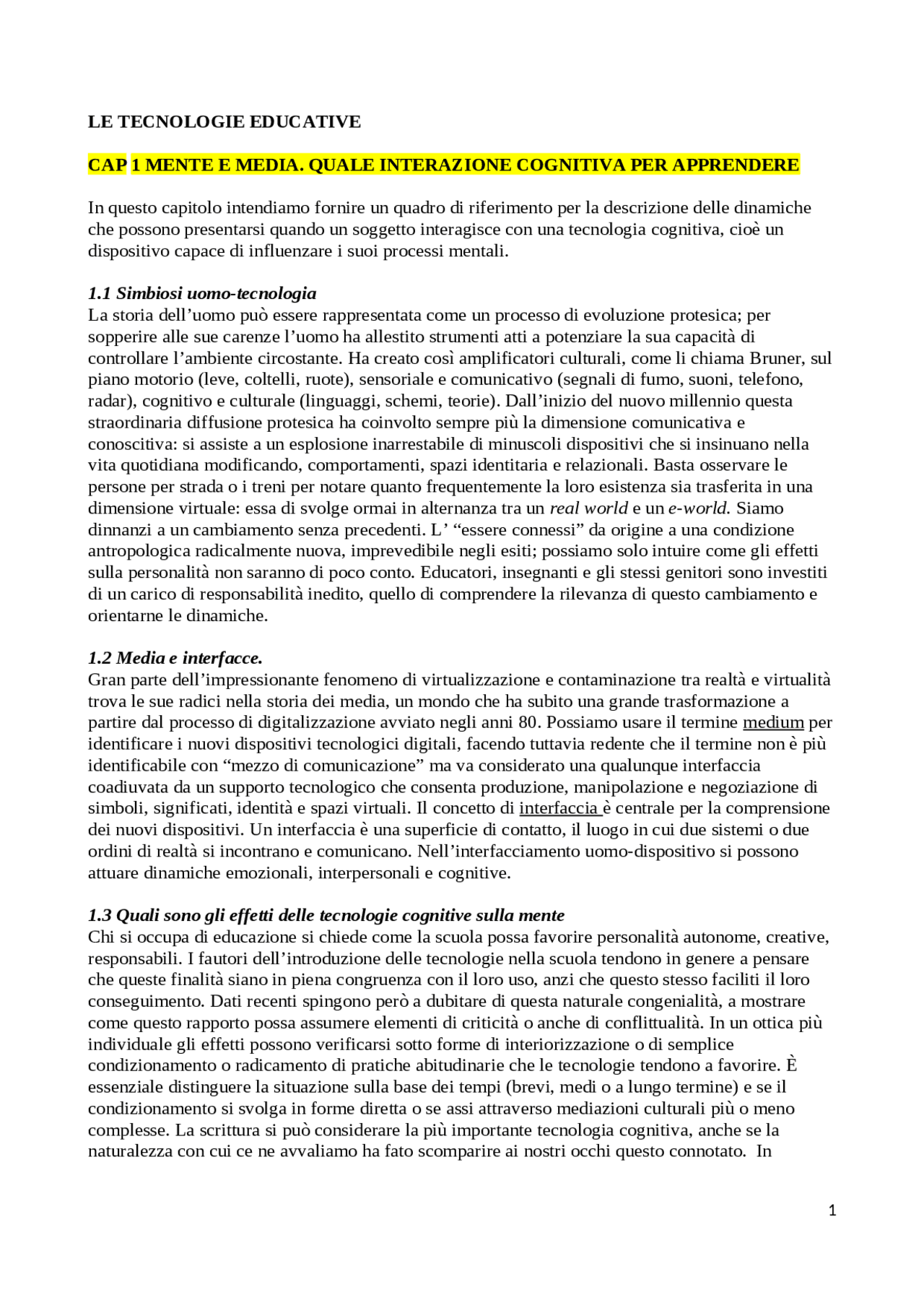Le Tecnologie Educative Docsity