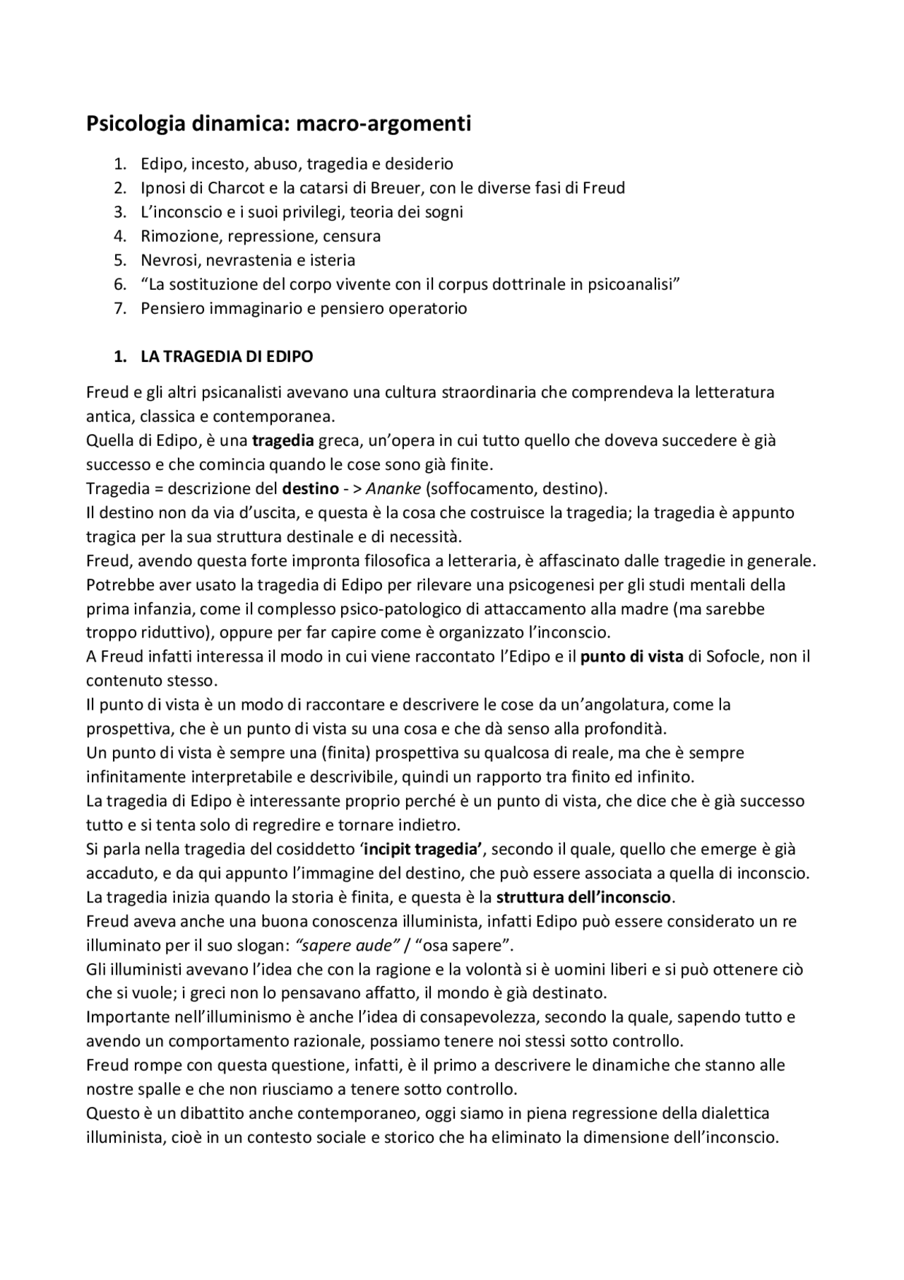 MACRO ARGOMENTI FREUD - Docsity