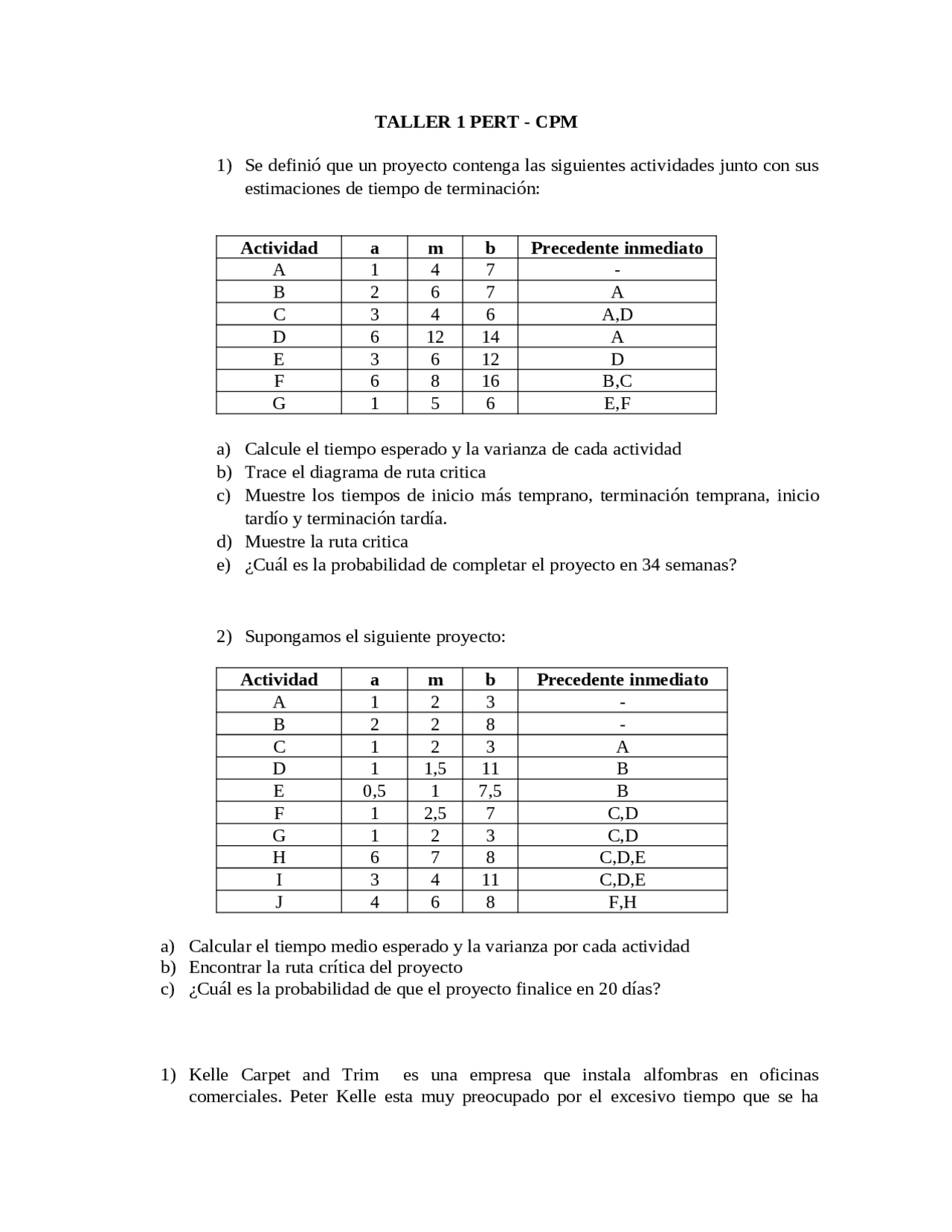 Ejercicios De Investigacion De Operaciones Pert Docsity