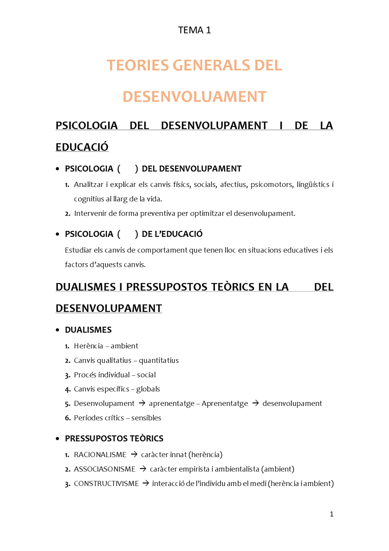 Teories Generals Del Desenvolupament Docsity