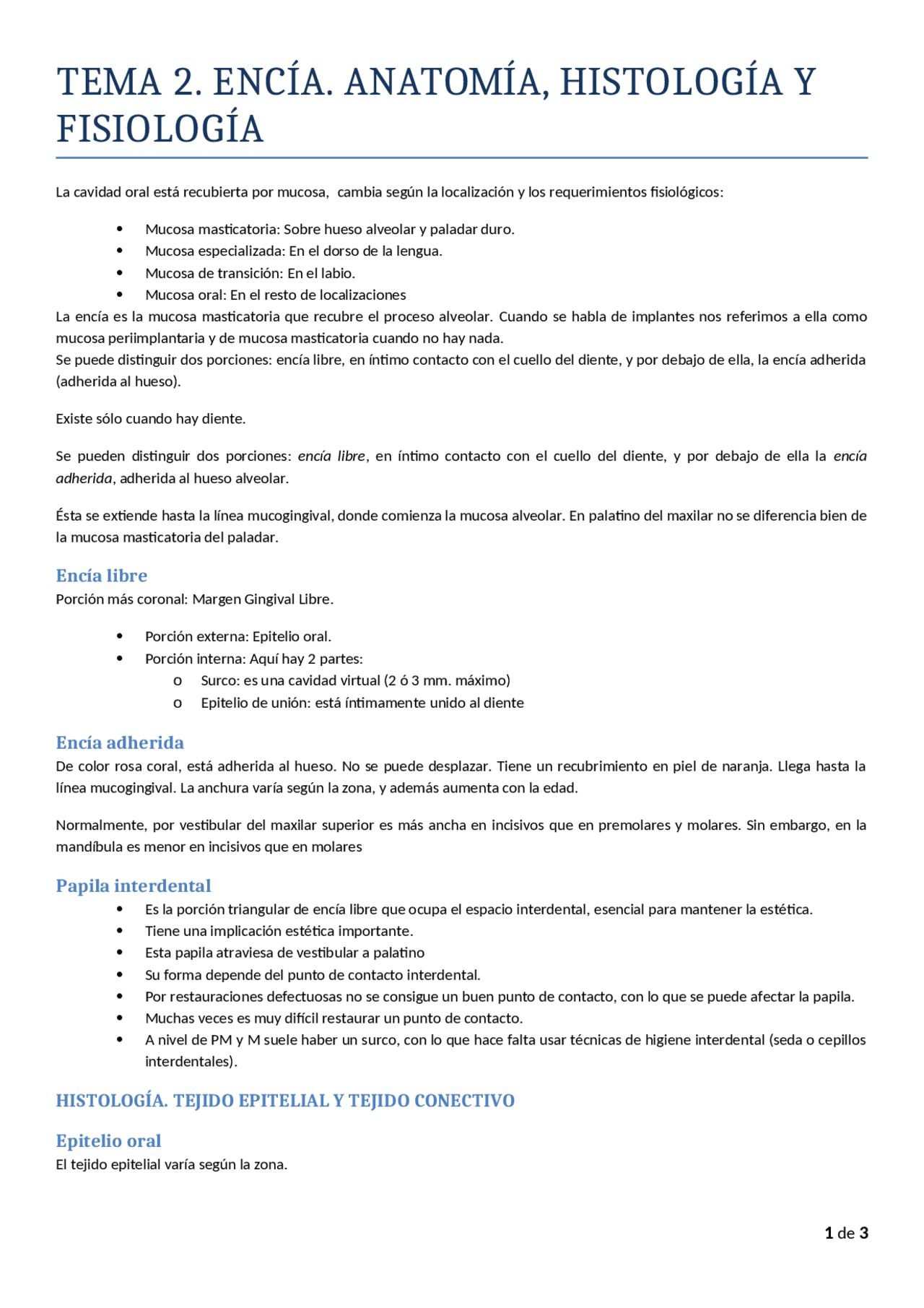 Encía. Anatomía, histología y fisiología. | Apuntes de Odontología ...