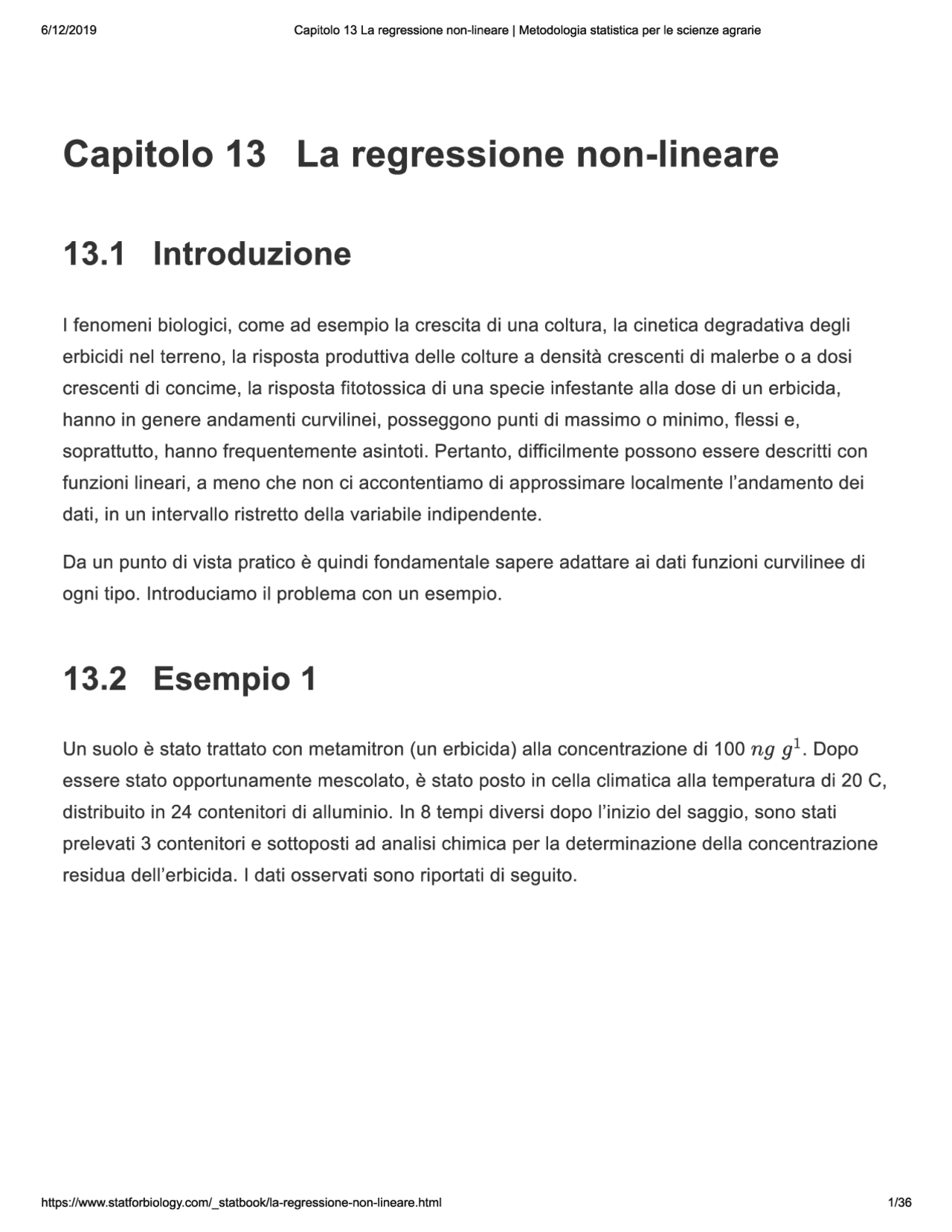 Teoria di regress non lineare - Docsity