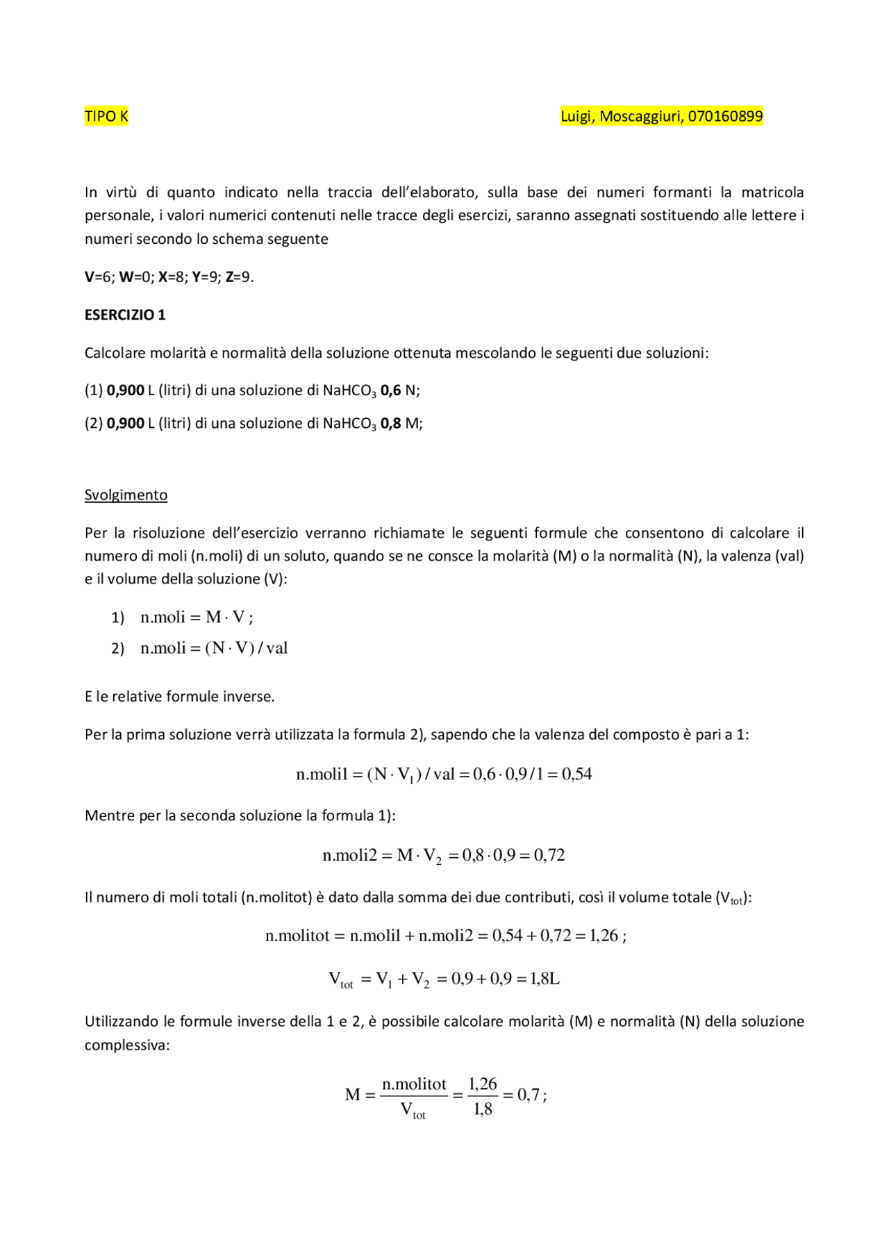 Elaborato 1k Ingegneria Ambientale Docsity