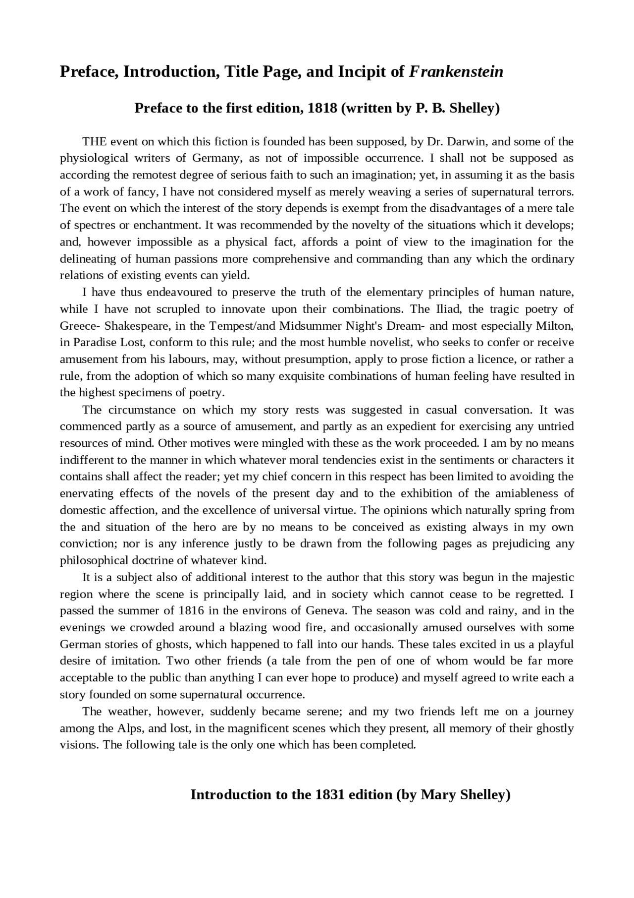 Materiale Frankenstein Di Mary Shelley Docsity