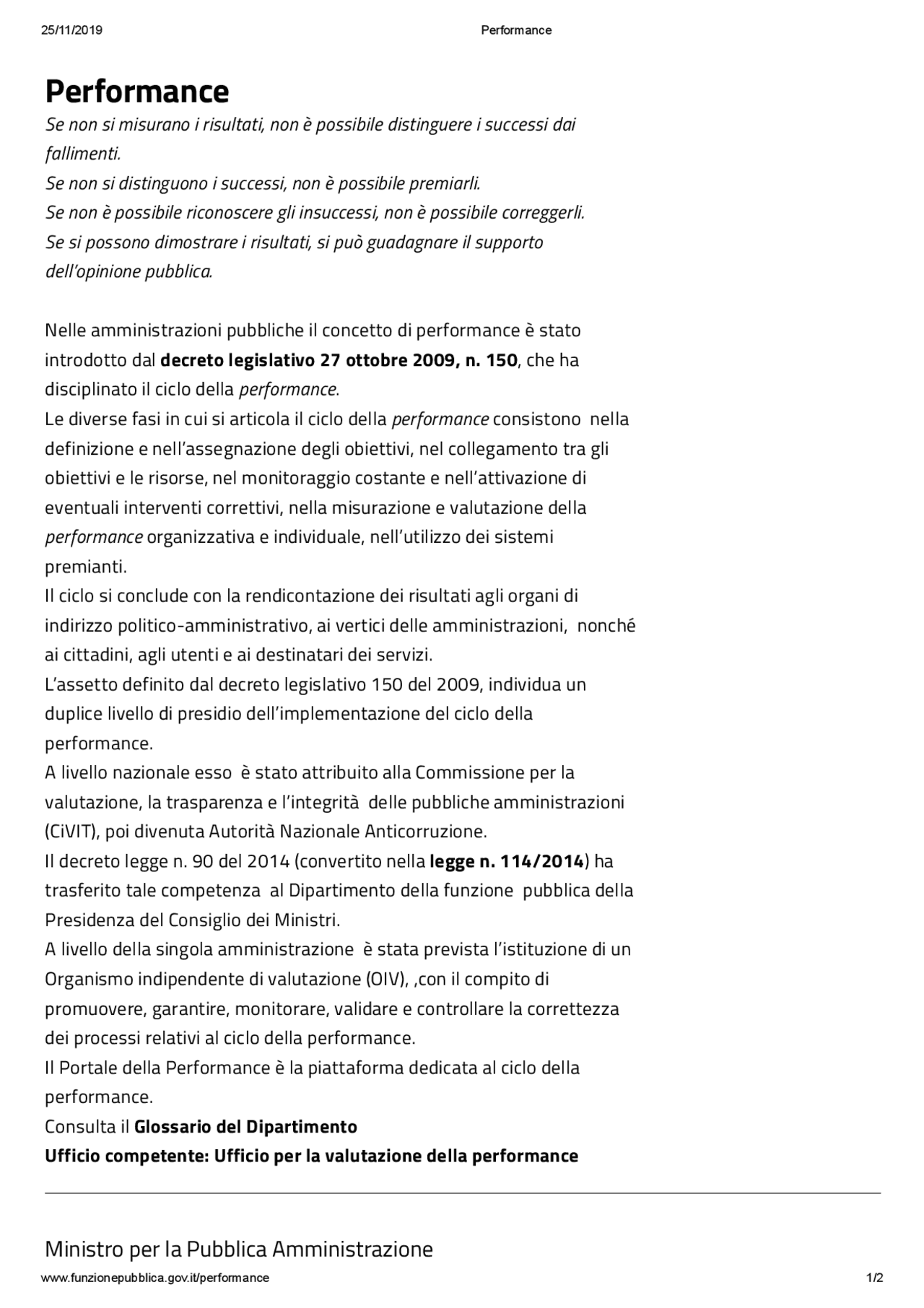 Performance Pubblica Docsity