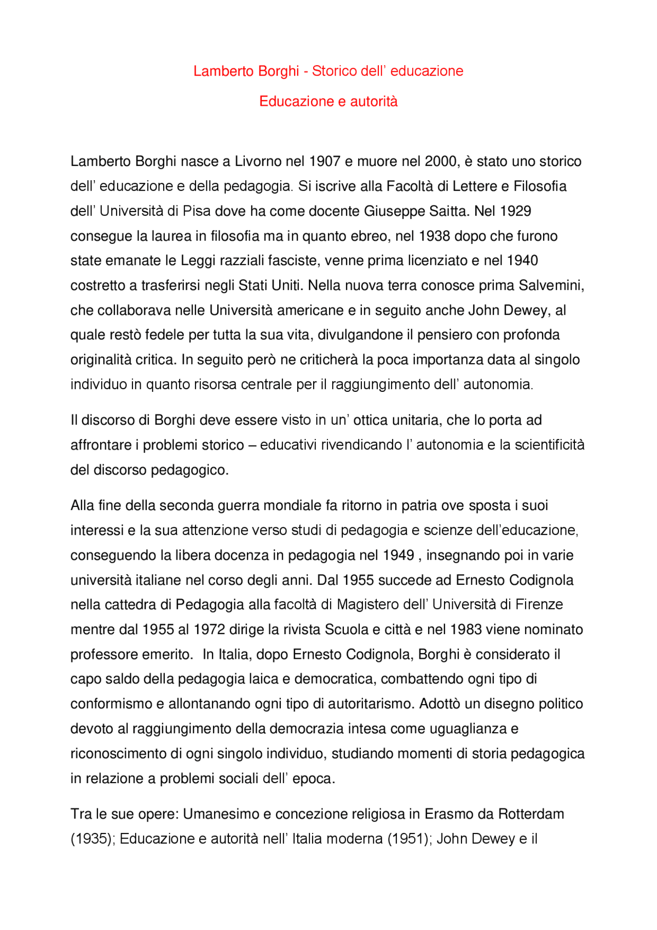 Lamberto Borghi Cap 4 Appunti Di Storia Docsity