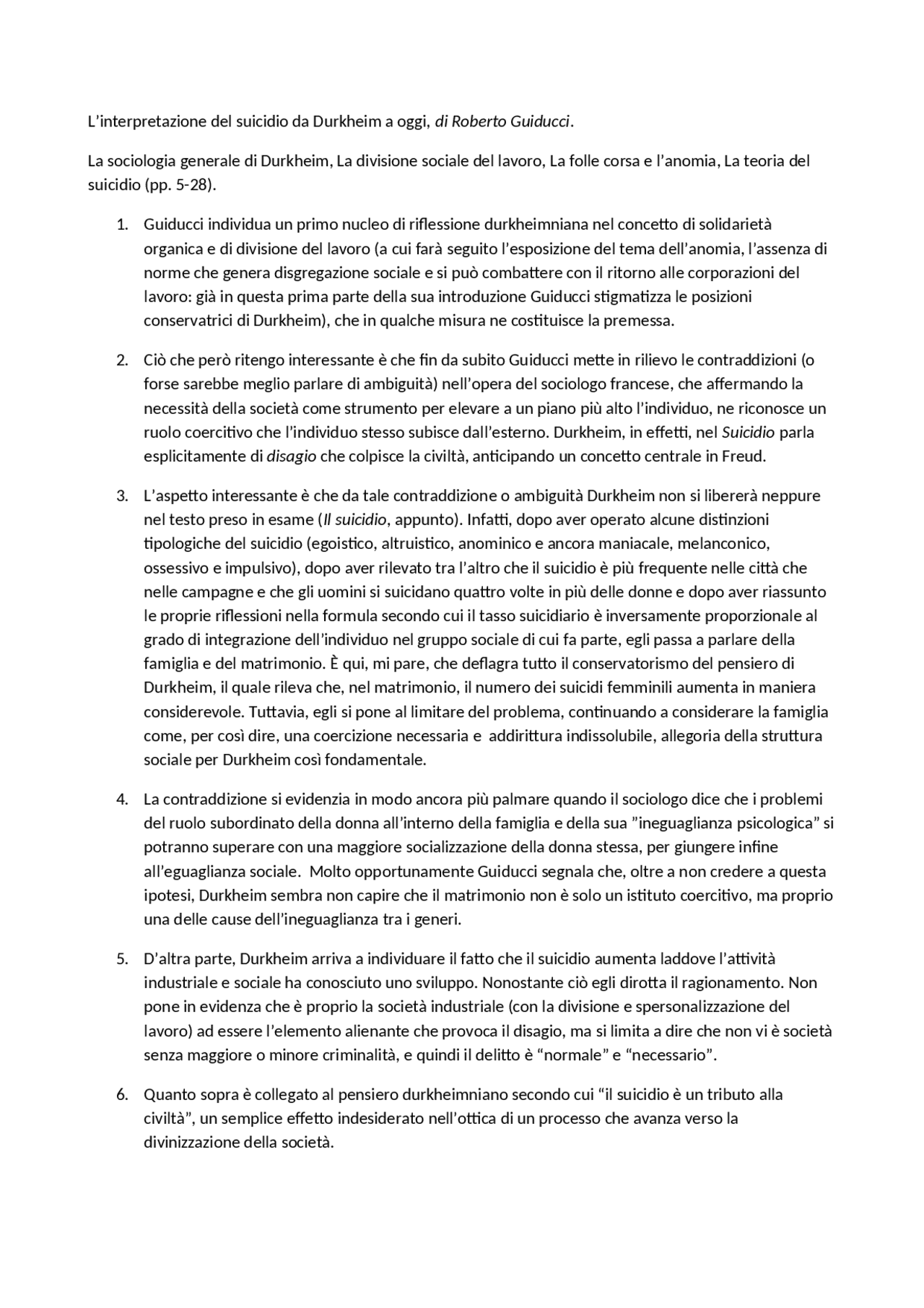 Il Suicidio Di Durkheim Dispense Di Sociologia Docsity