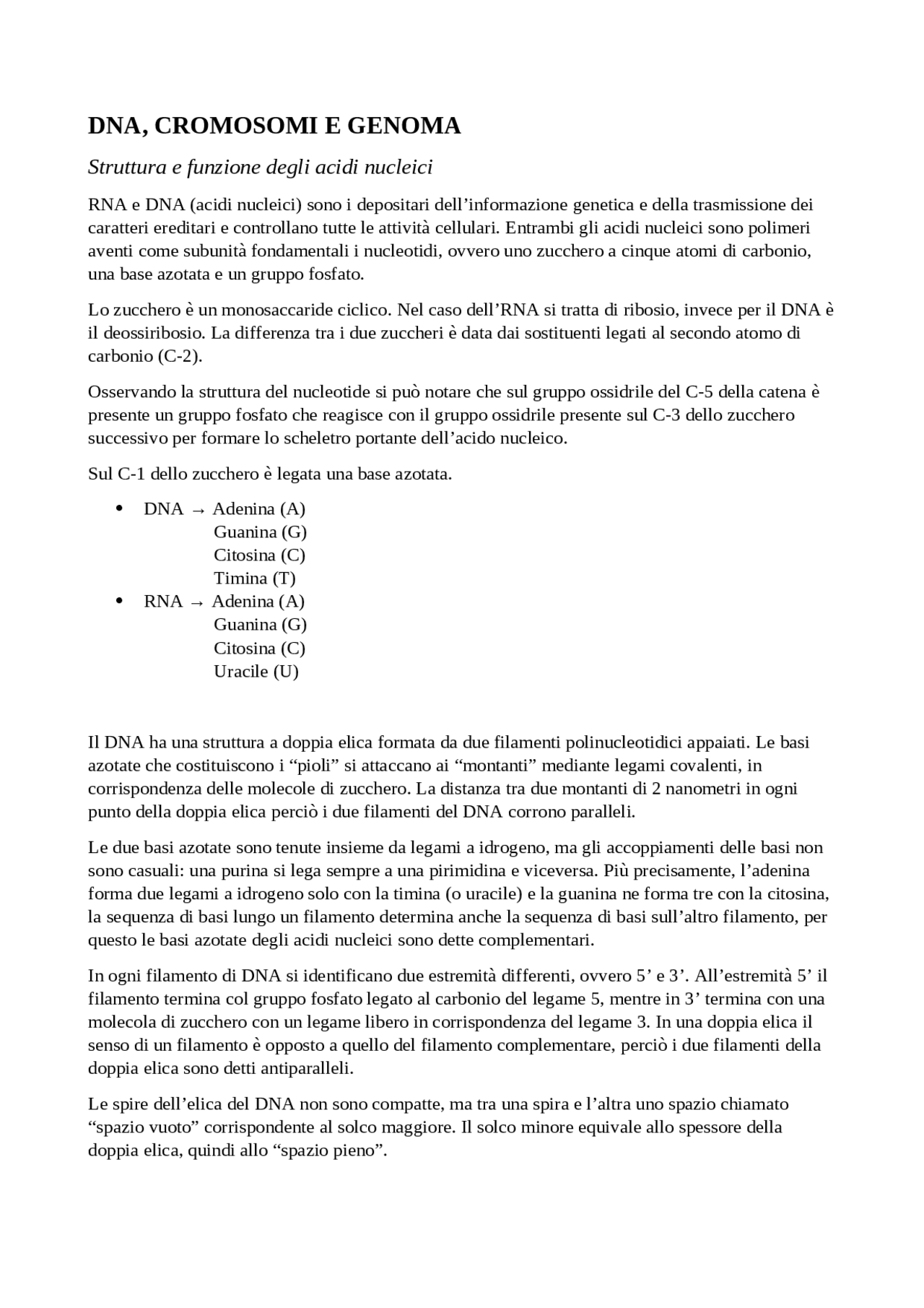Appunti Su Dna Scienze Docsity
