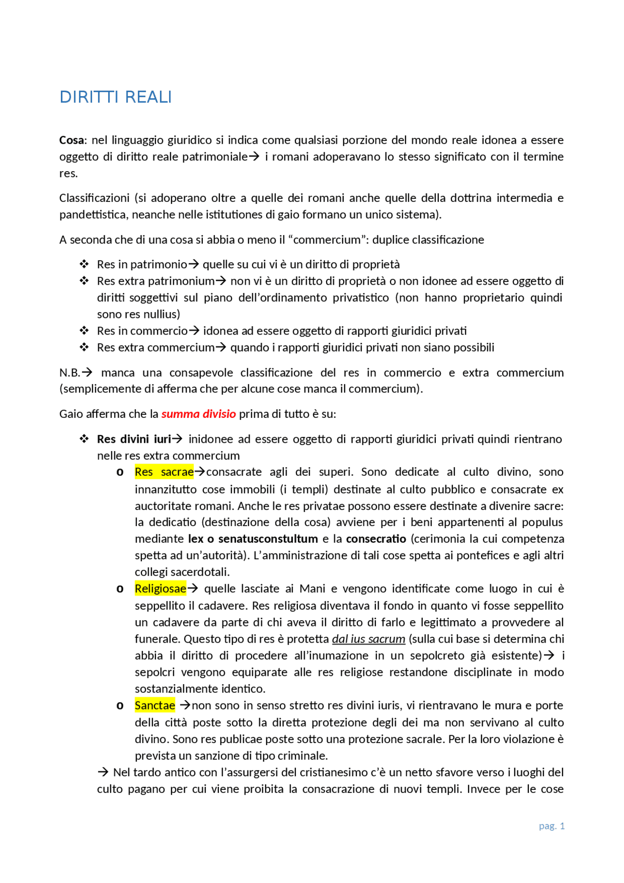 Riassunti Diritti Reali Docsity