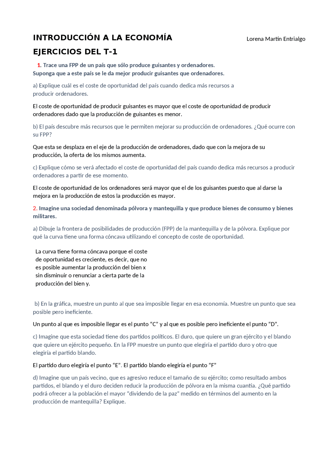 Ejercicios Introducción A La Economía Ejercicios De Economía Docsity