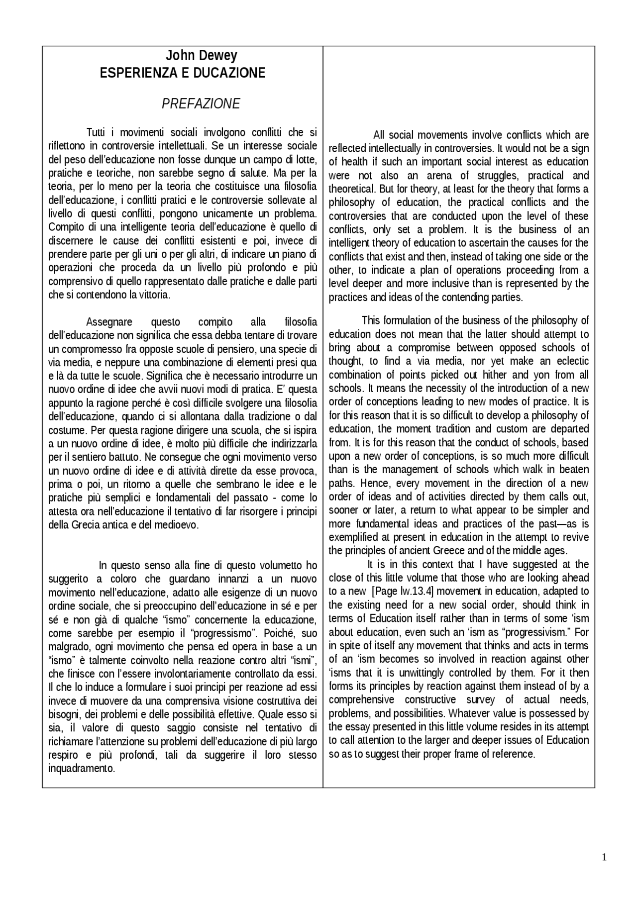 Esperienza E Educazione J Dewey Docsity