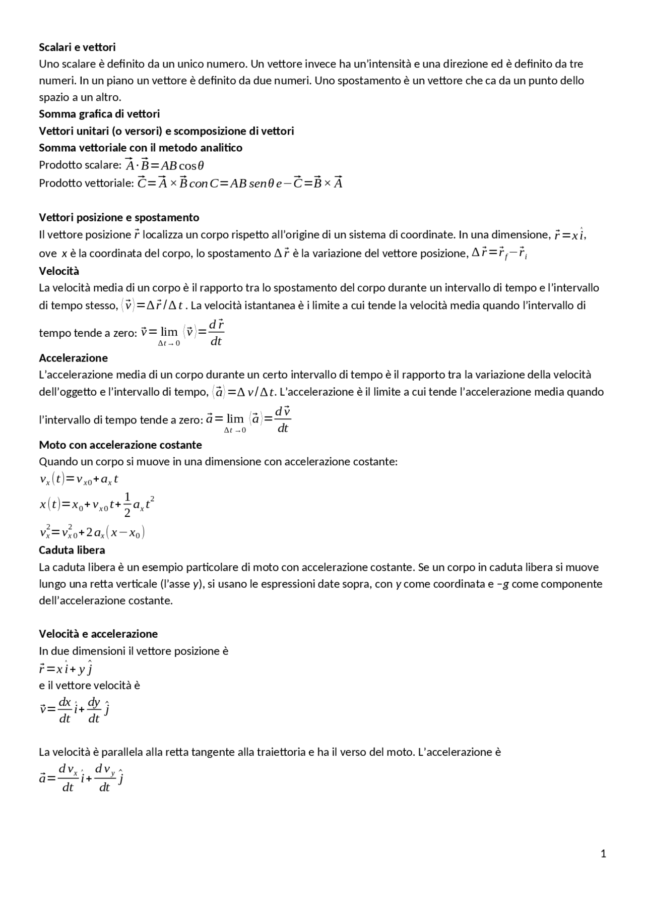 Appuni Fisica Per Ripasso Docsity