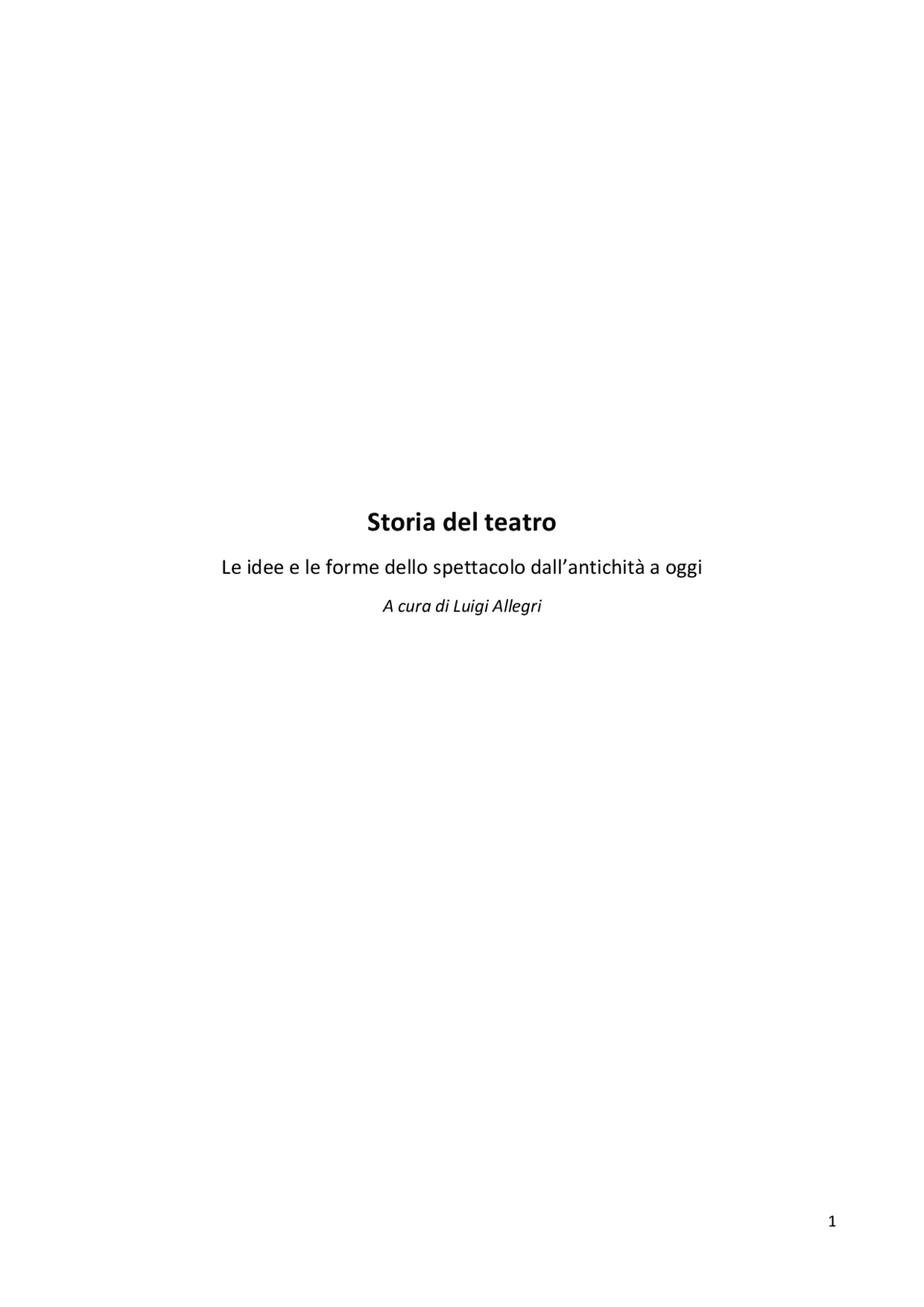 Storia Del Teatro Di Luigi Allegri Docsity