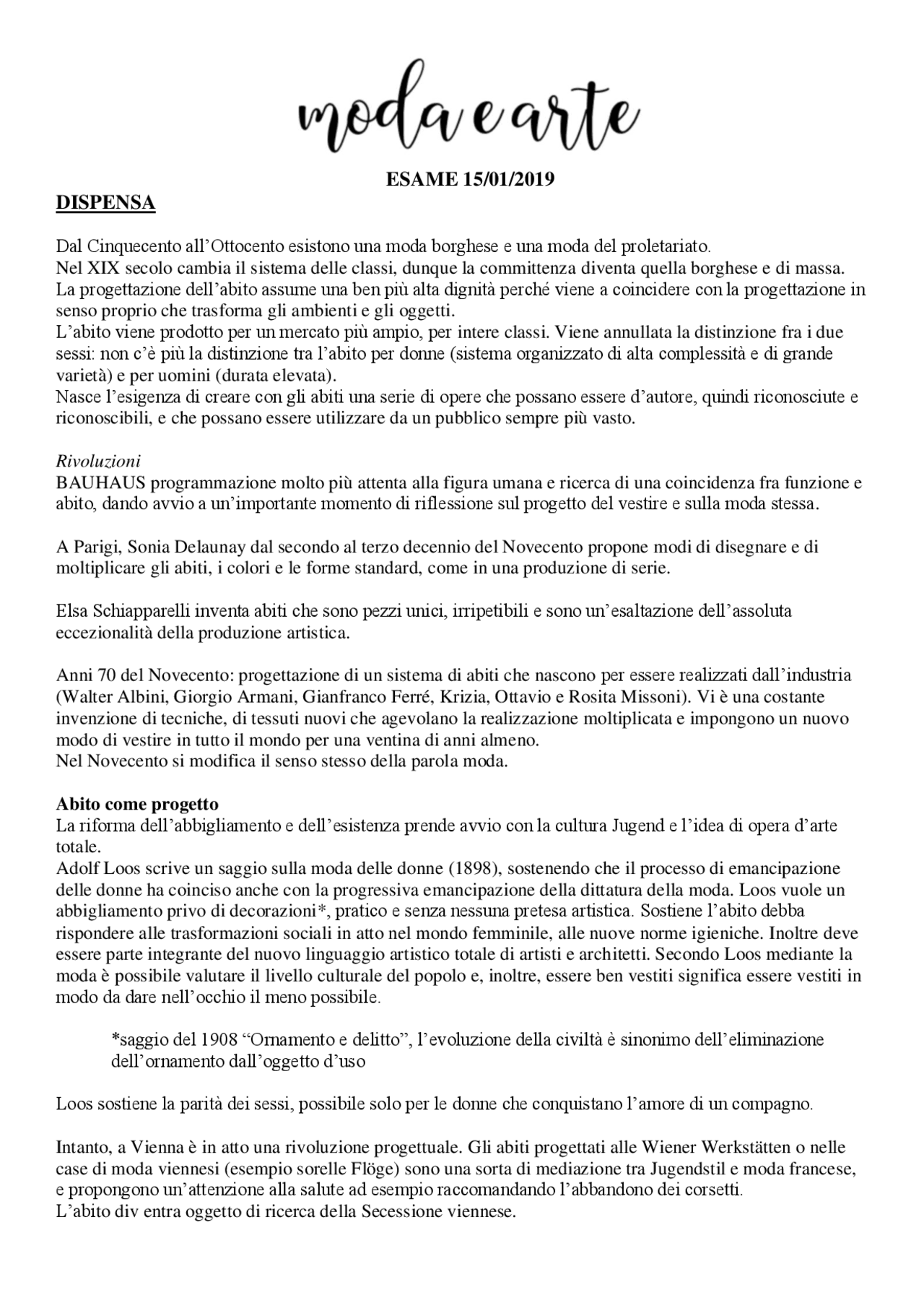Riassunto Moda E Arte Docsity