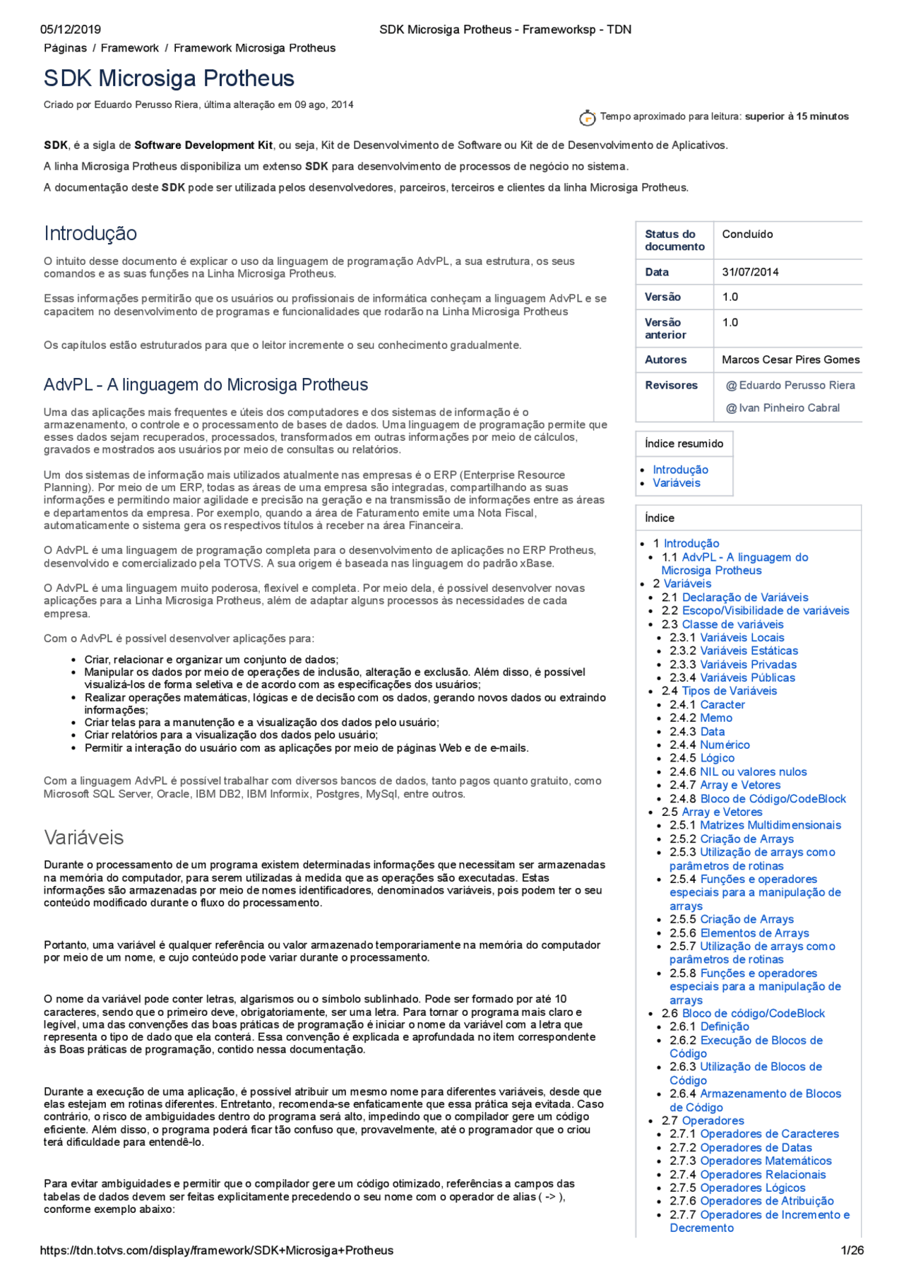 Microsiga Protheus - Framework - TDN - Docsity
