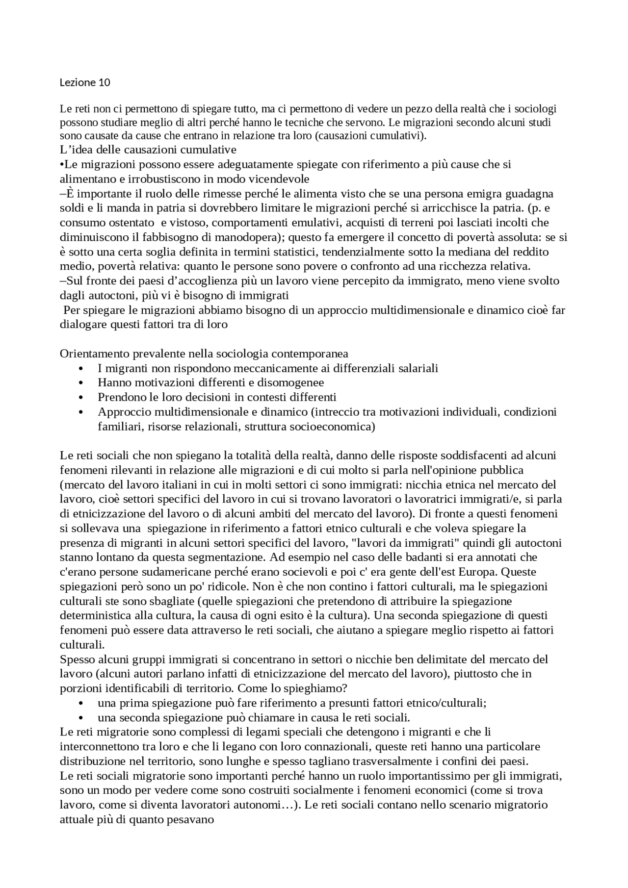 Sociologia Dei Processi Migratori Docsity