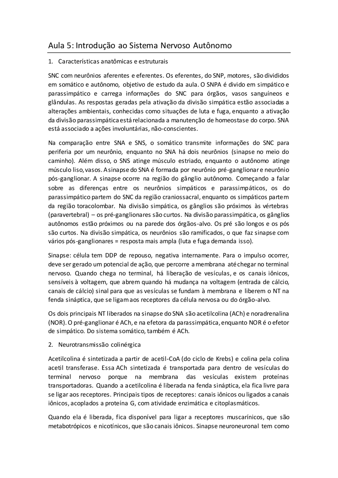 Fármacos Que Atuam No Sna Resumos Farmacologia Docsity