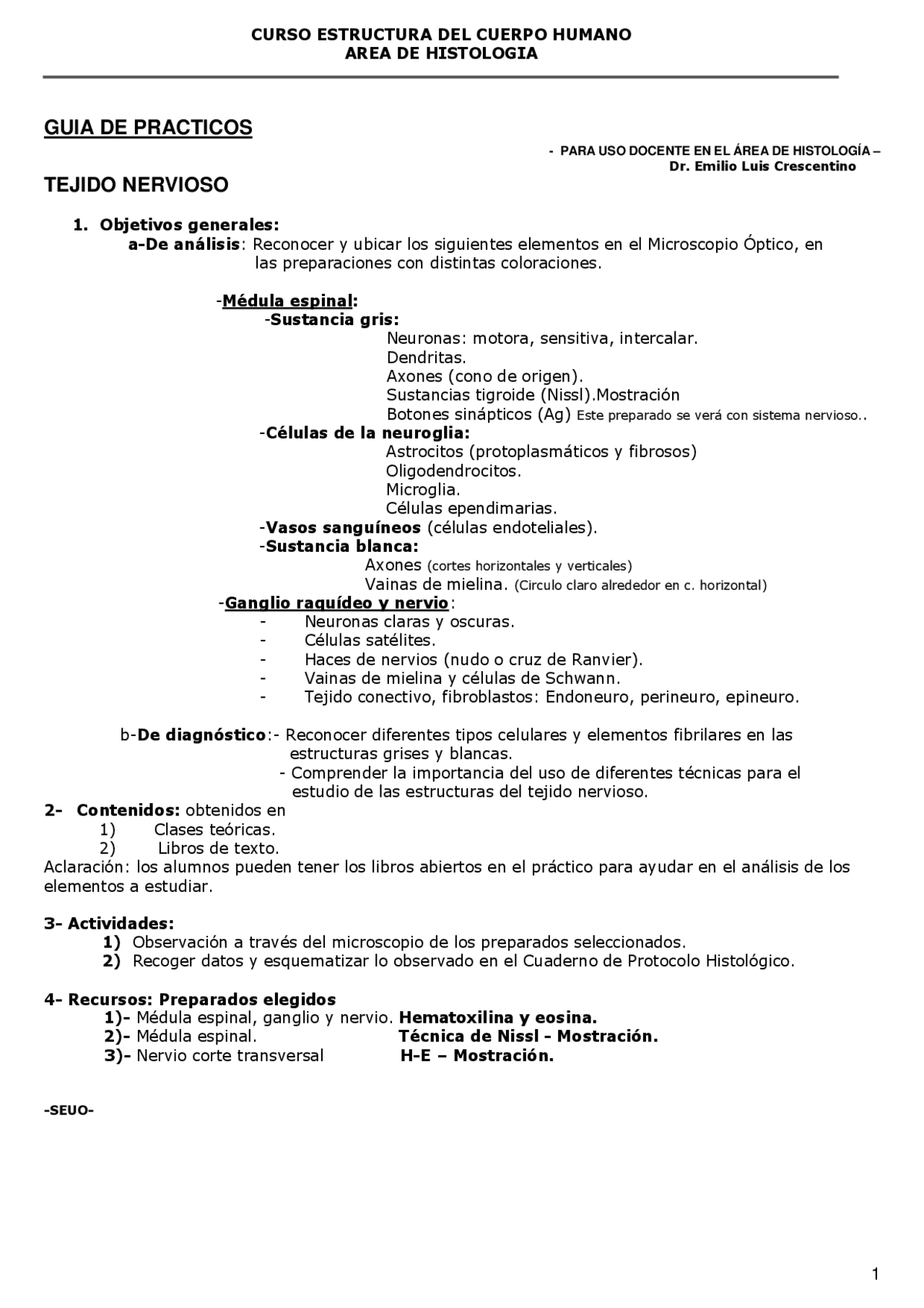 Histología Del Tejido Nervioso Docsity