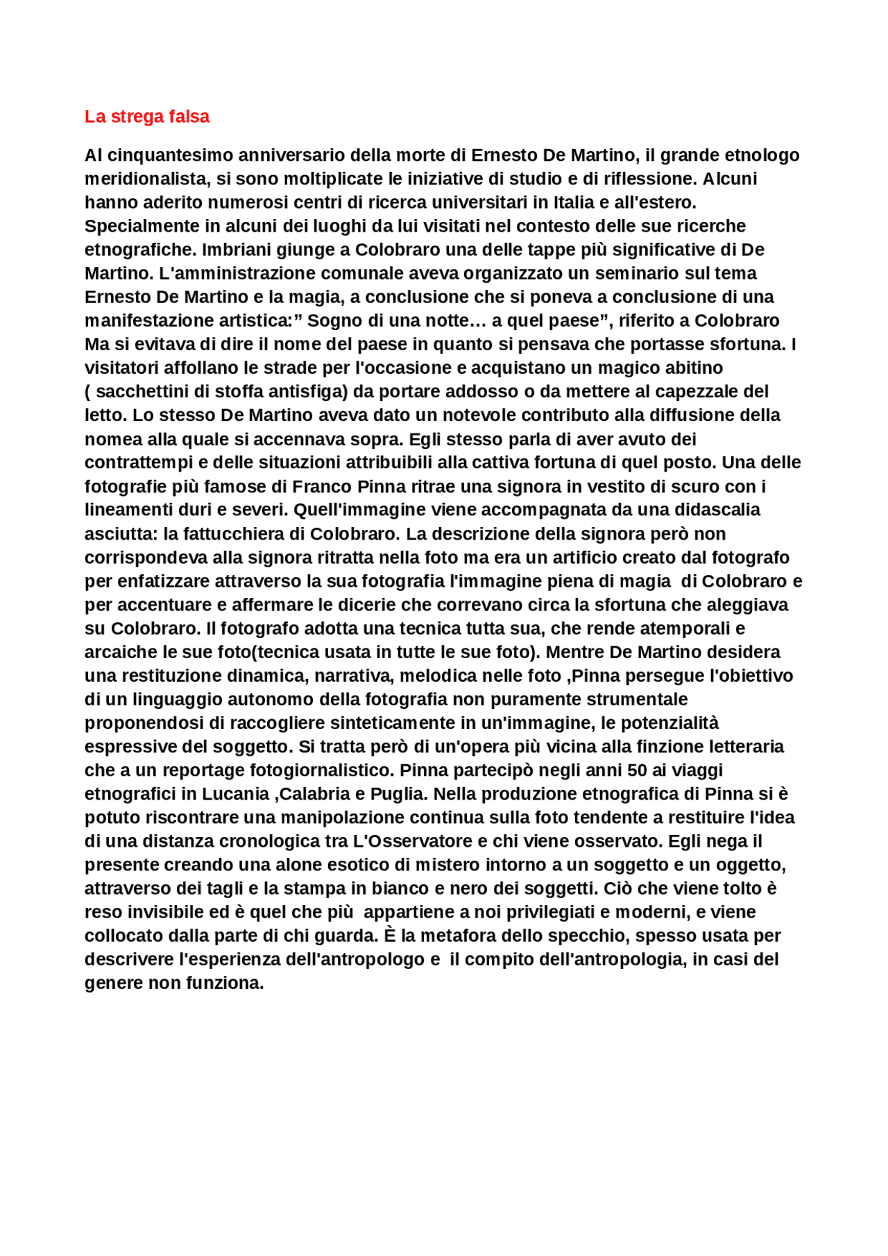 La Strega Falsa Eugenio Imbriani Docsity