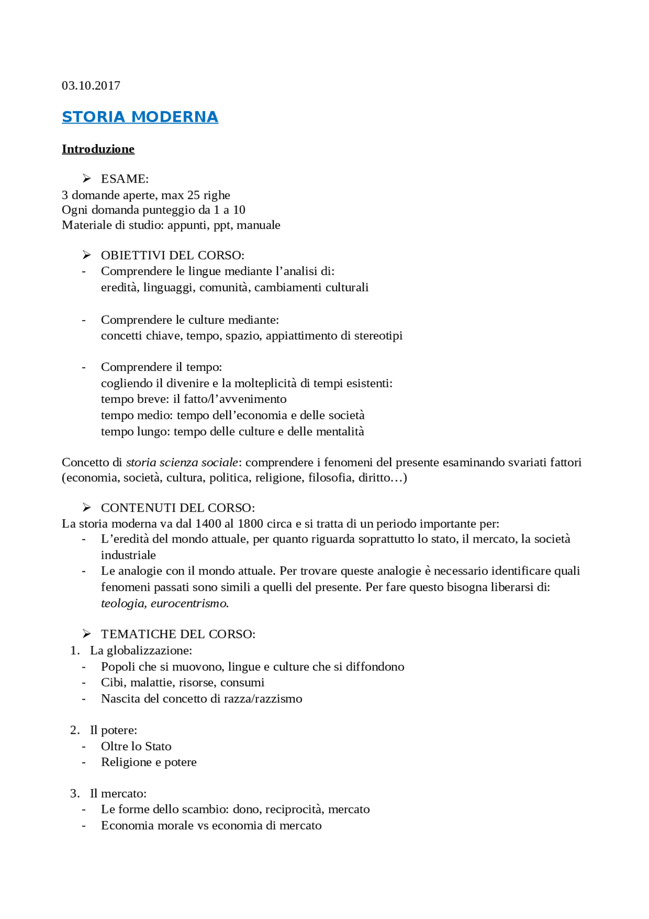 Storia Moderna Appunti Completi Docsity
