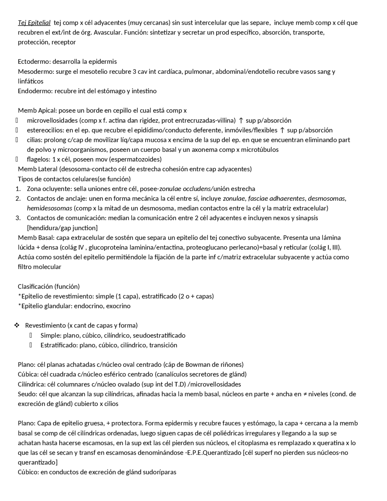 Histología De Los Tejidos Docsity