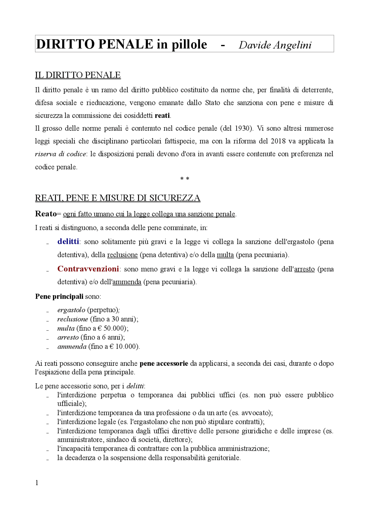 Riassunto Di Diritto Penale Parte Generale Docsity