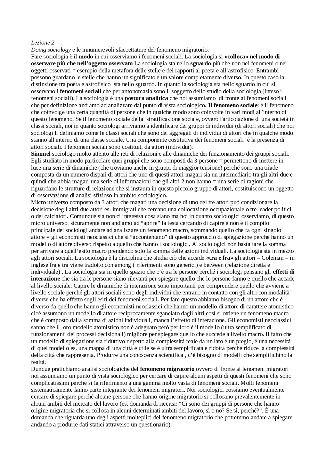 Sociologia Dei Processi Migratori Docsity