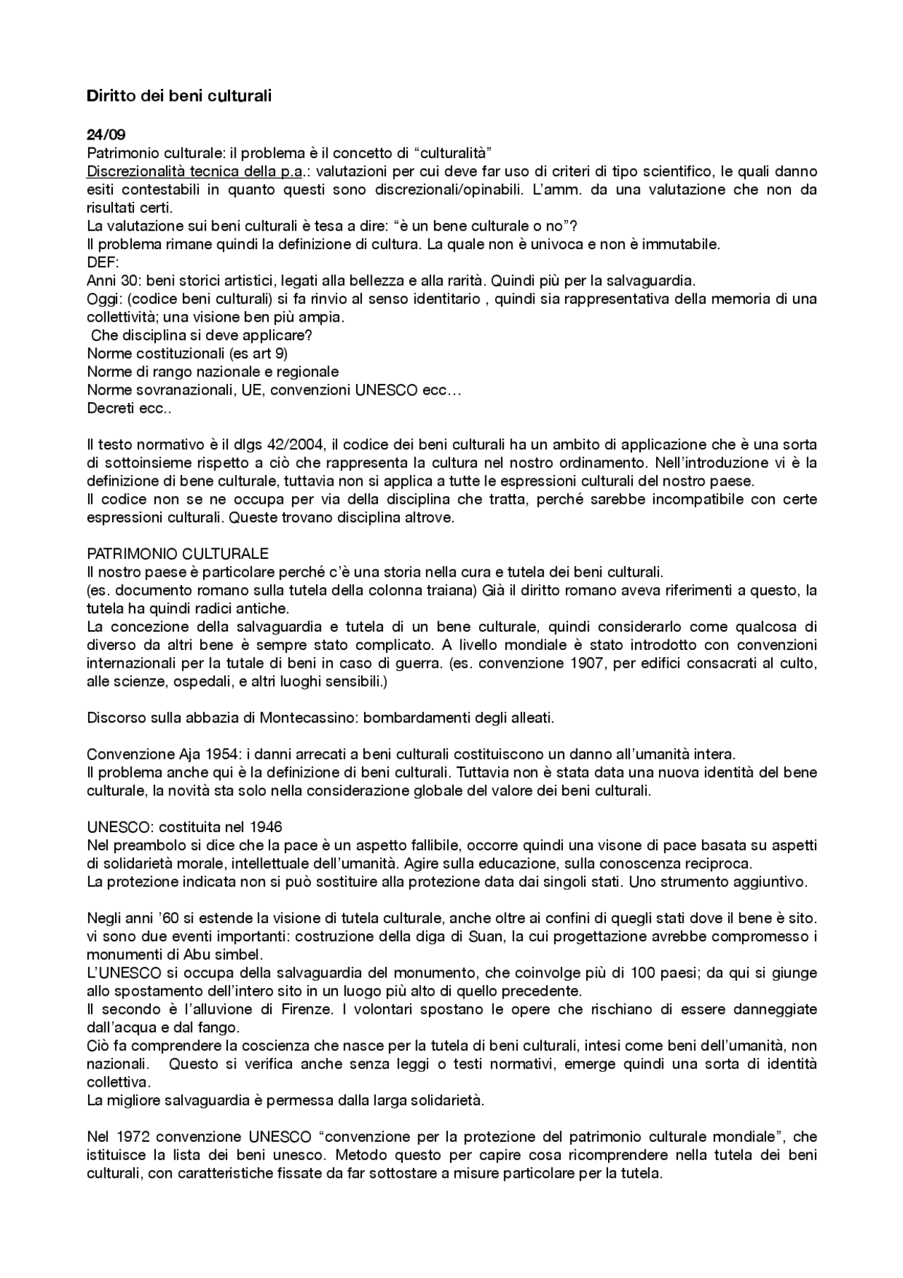 Appunti Diritto Dei Beni Culturali Docsity