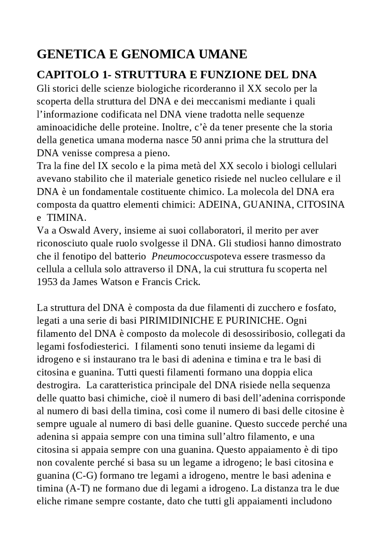 Genetica E Genomica Umana Docsity