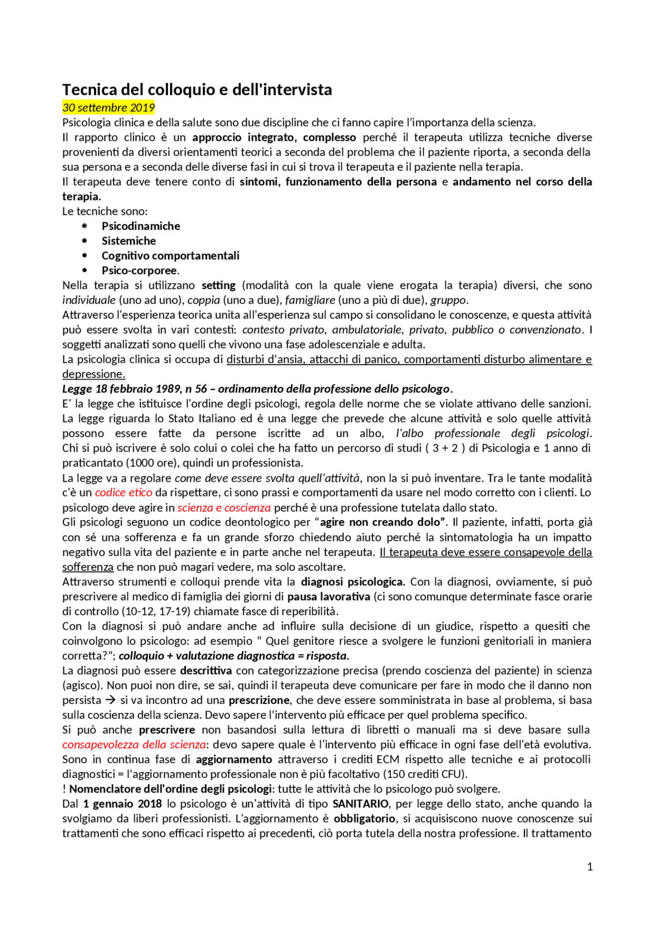 Appunti Tecniche E Teorie Del Colloquio E Dellintervista Docsity