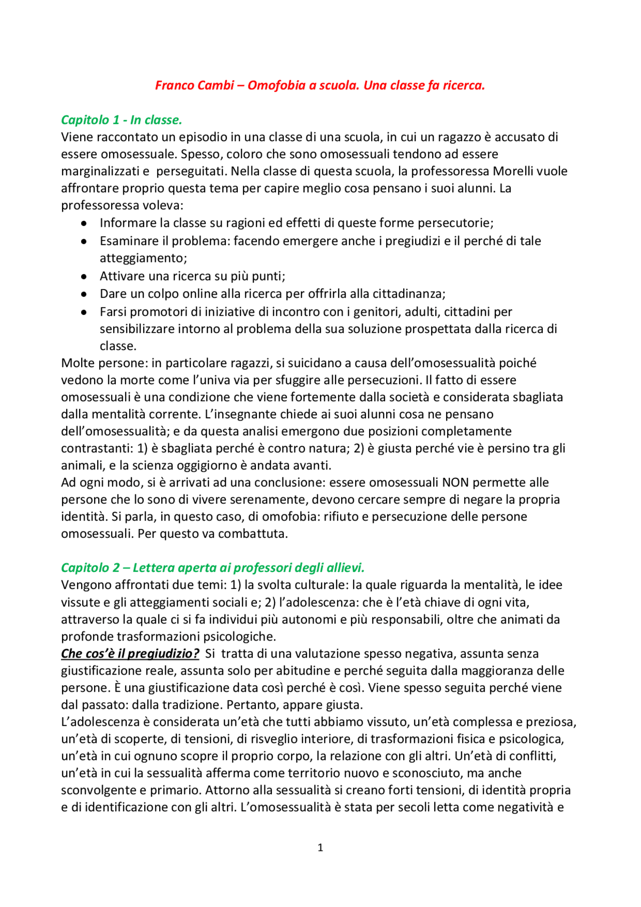 Cambi Omofobia A Scuola Docsity