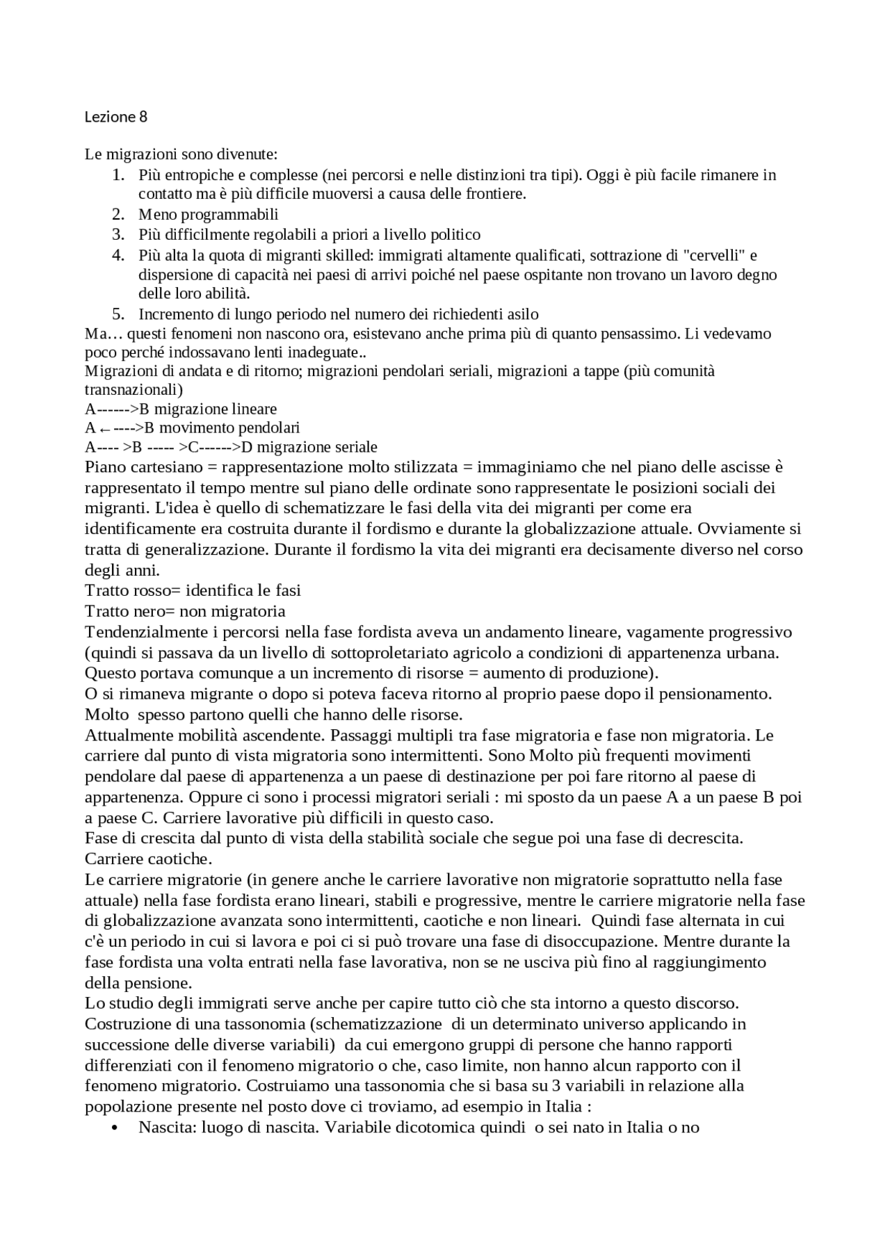 Sociologia Dei Processi Migratori Docsity