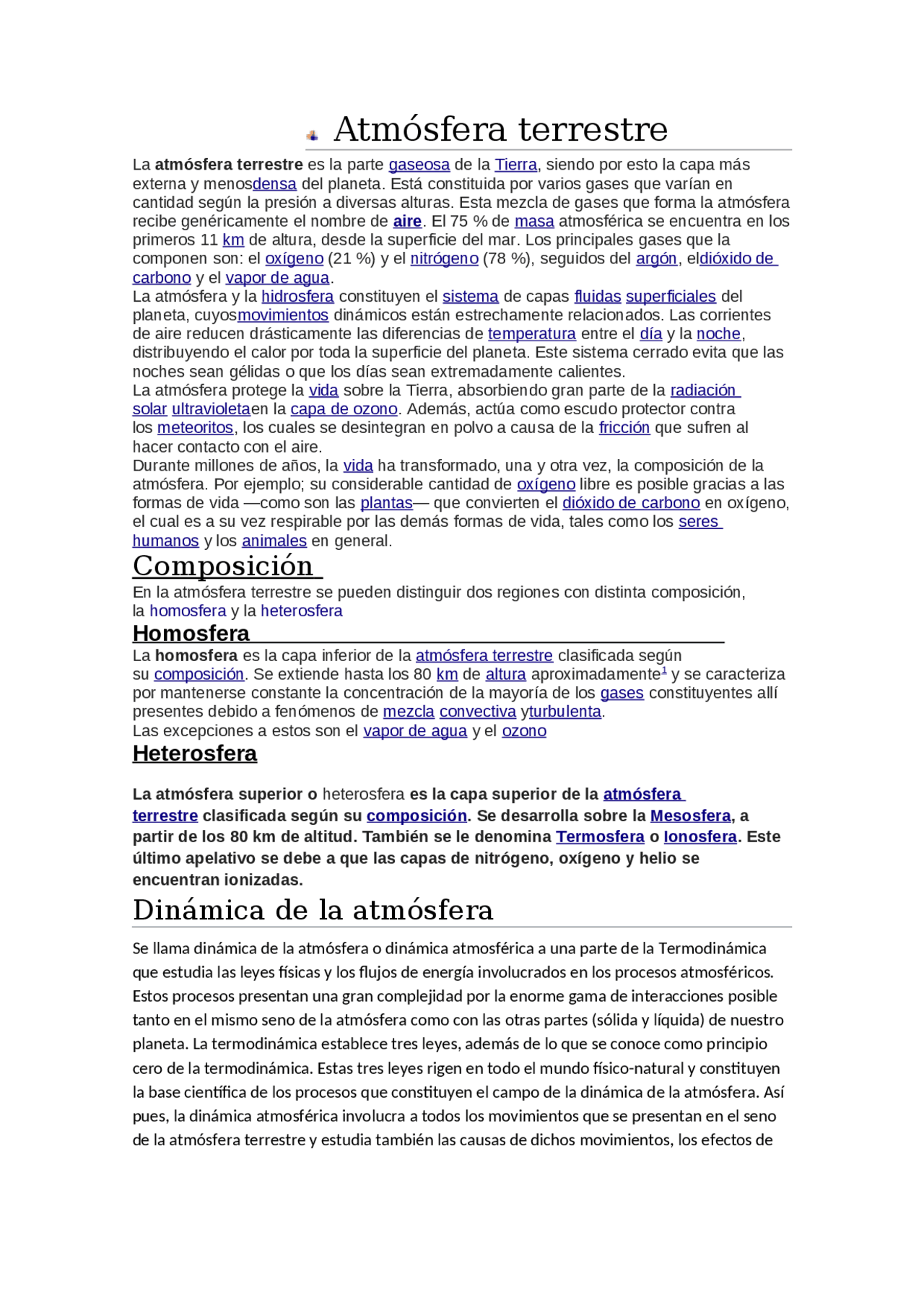 Atmósfera Terrestre Docsity
