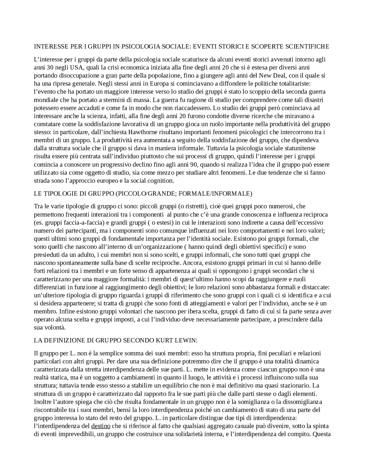 Psicologia Dei Gruppi Docsity