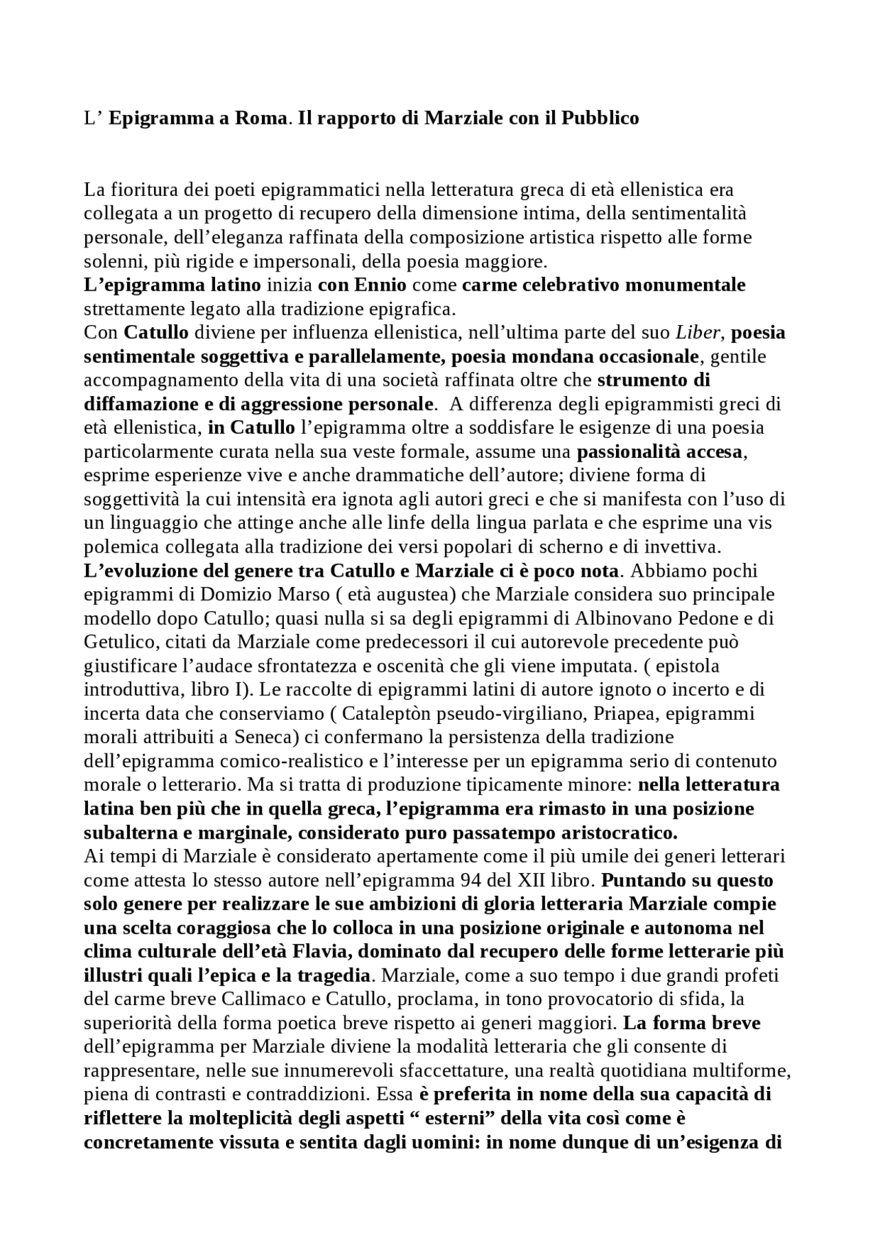 Marziale epigramma a Roma - Docsity