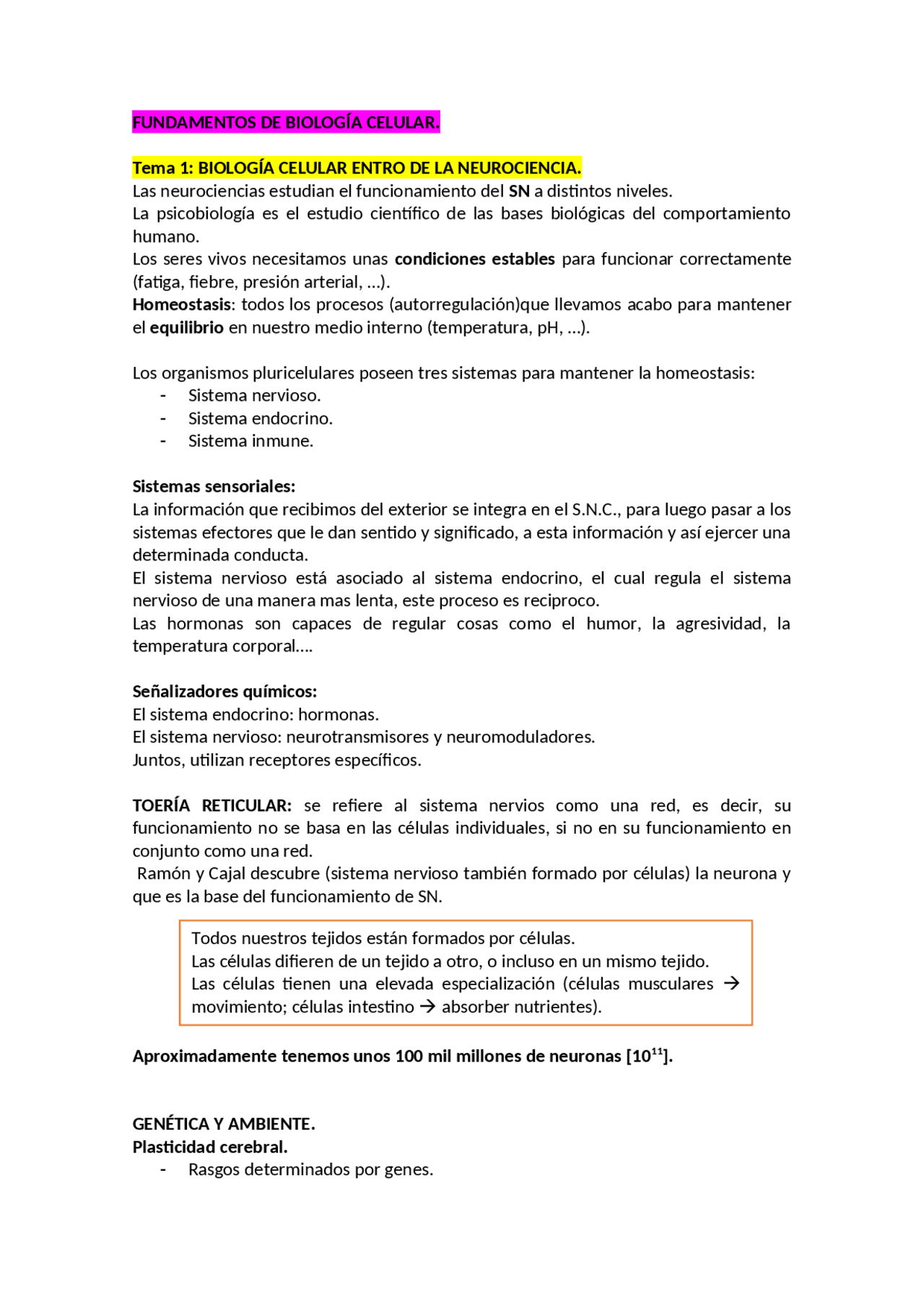 Apuntes Fundamentos De Biología Celular Docsity