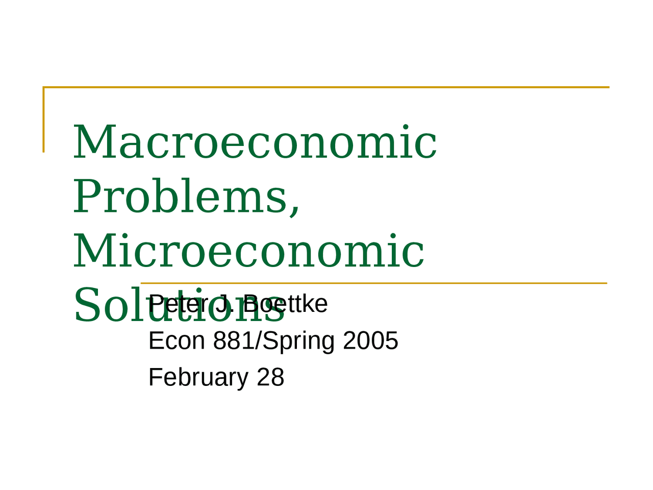 Macroeconomics Problem Microeconomic Solution Docsity