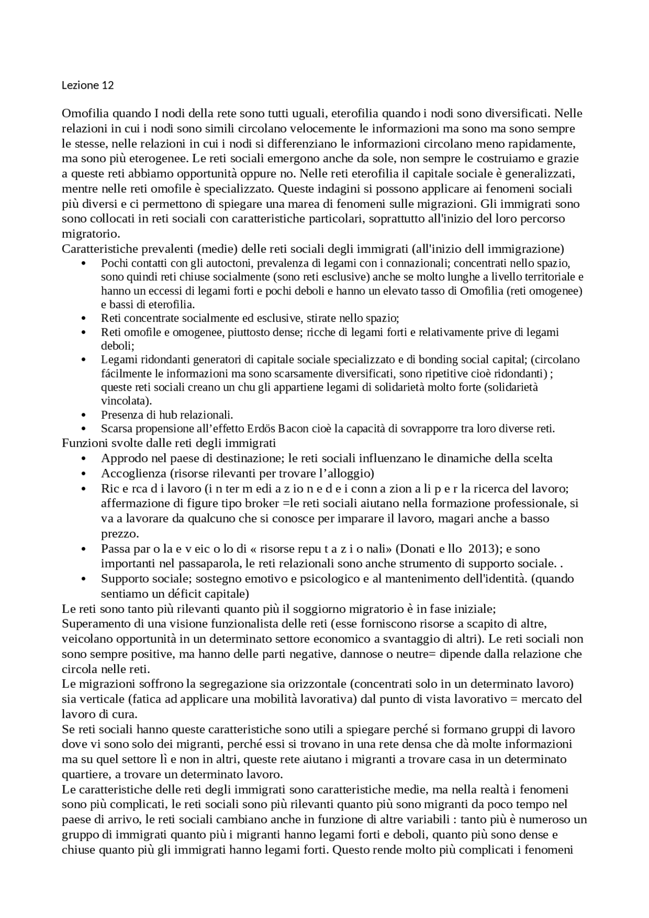 Sociologia Dei Processi Migratori Docsity