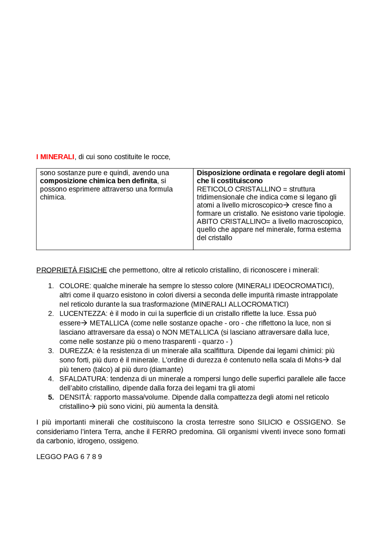 Un Po Di Scienze I Minerali E Le Rocce Docsity