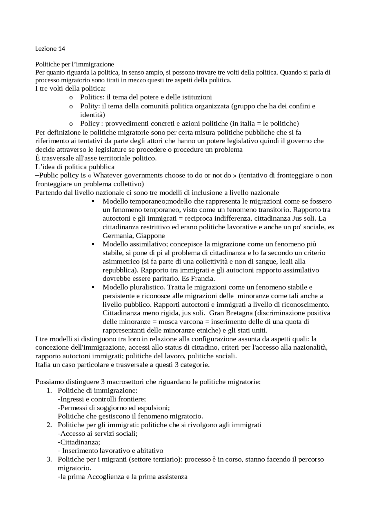 Sociologia Dei Processi Migratori Docsity