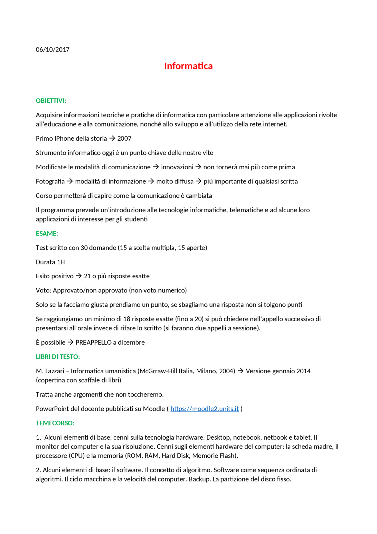 Lezione Di Informatica 2018 Docsity