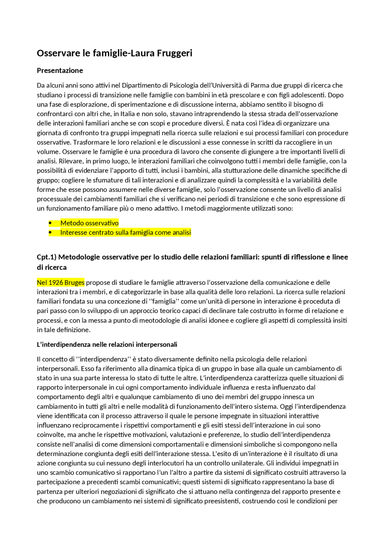 Osservare Le Famiglie Venturelli Docsity