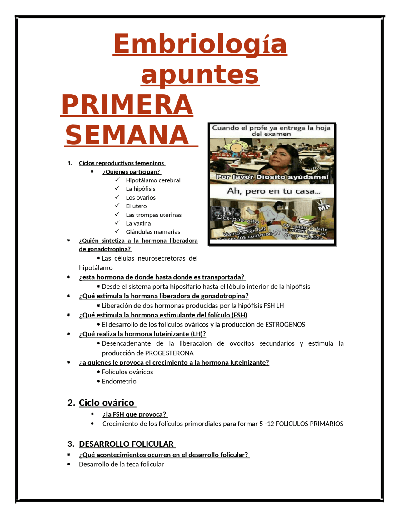 Desarrollo Embrionario Apuntes Docsity