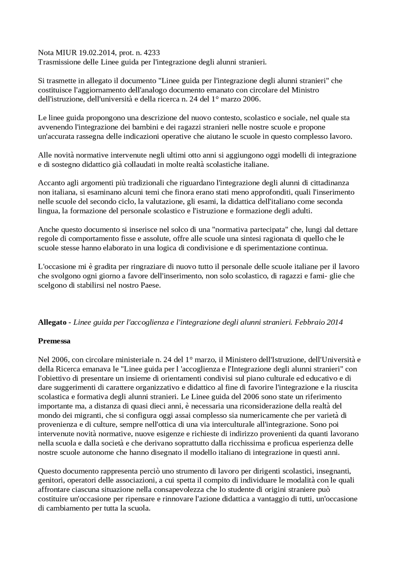 Integrazione Di Alunni Stranieri Docsity