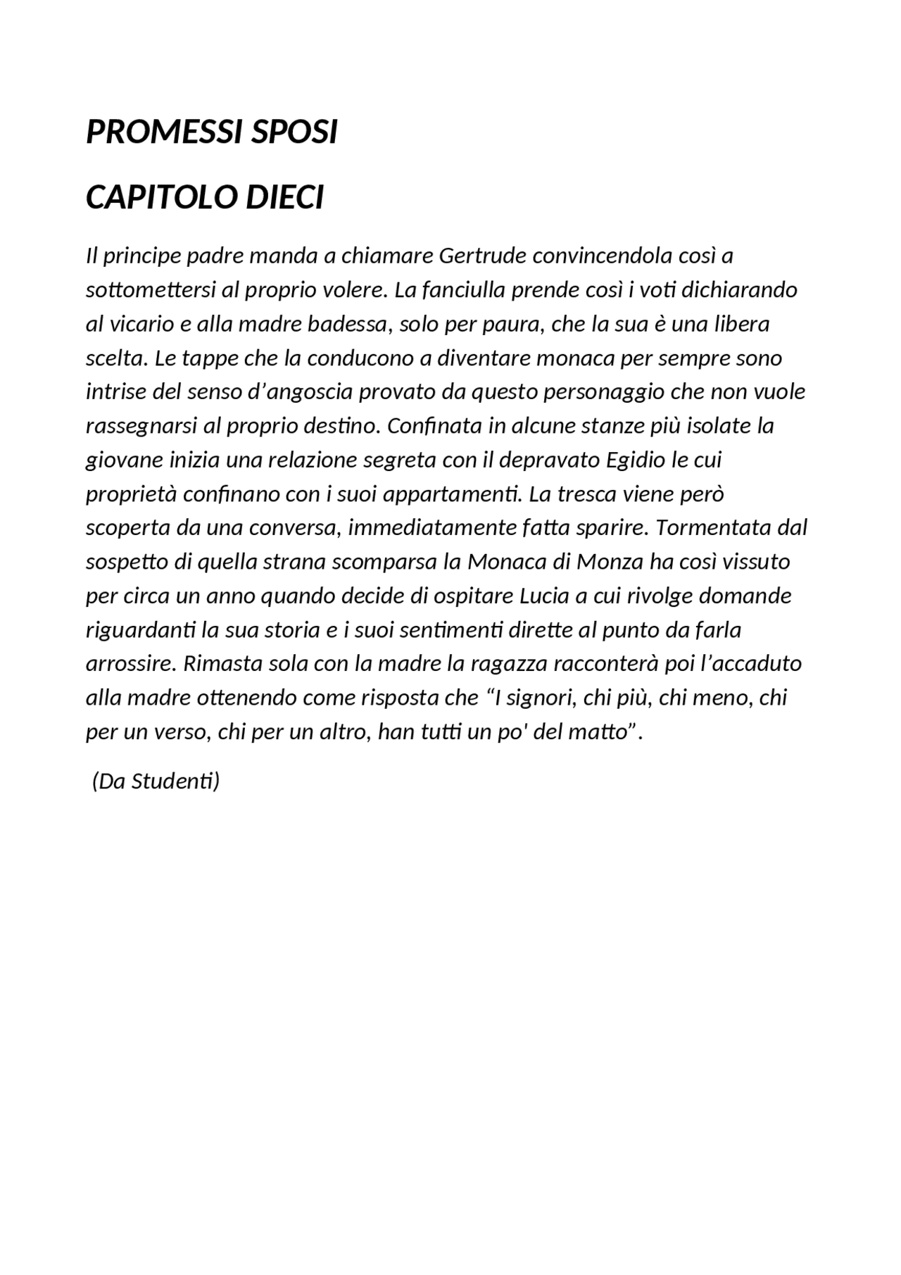 Riassunti Promessi Sposi Docsity