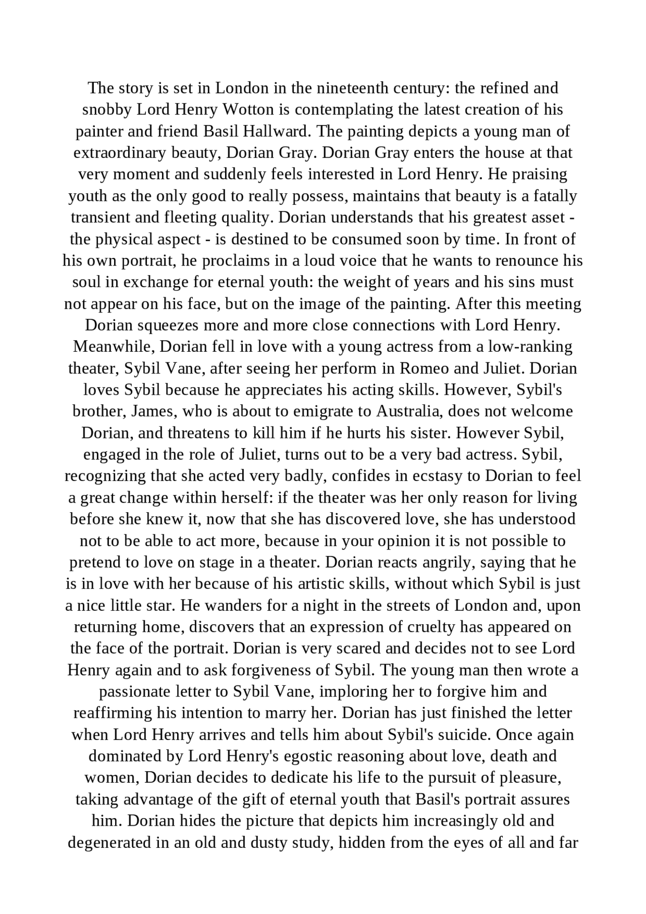 Storia Di Dorian Grey Docsity