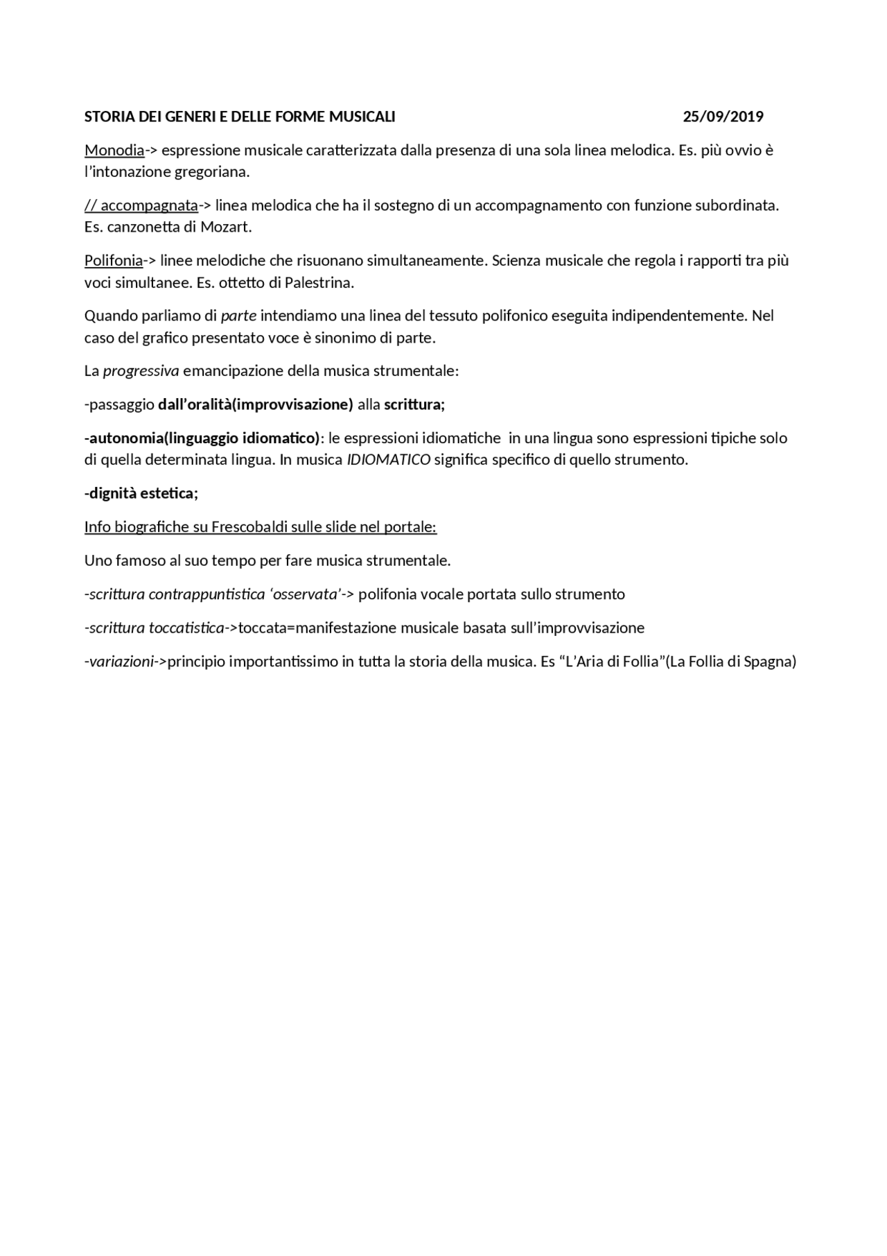 Storia Dei Generi E Delle Forme Musicali Docsity