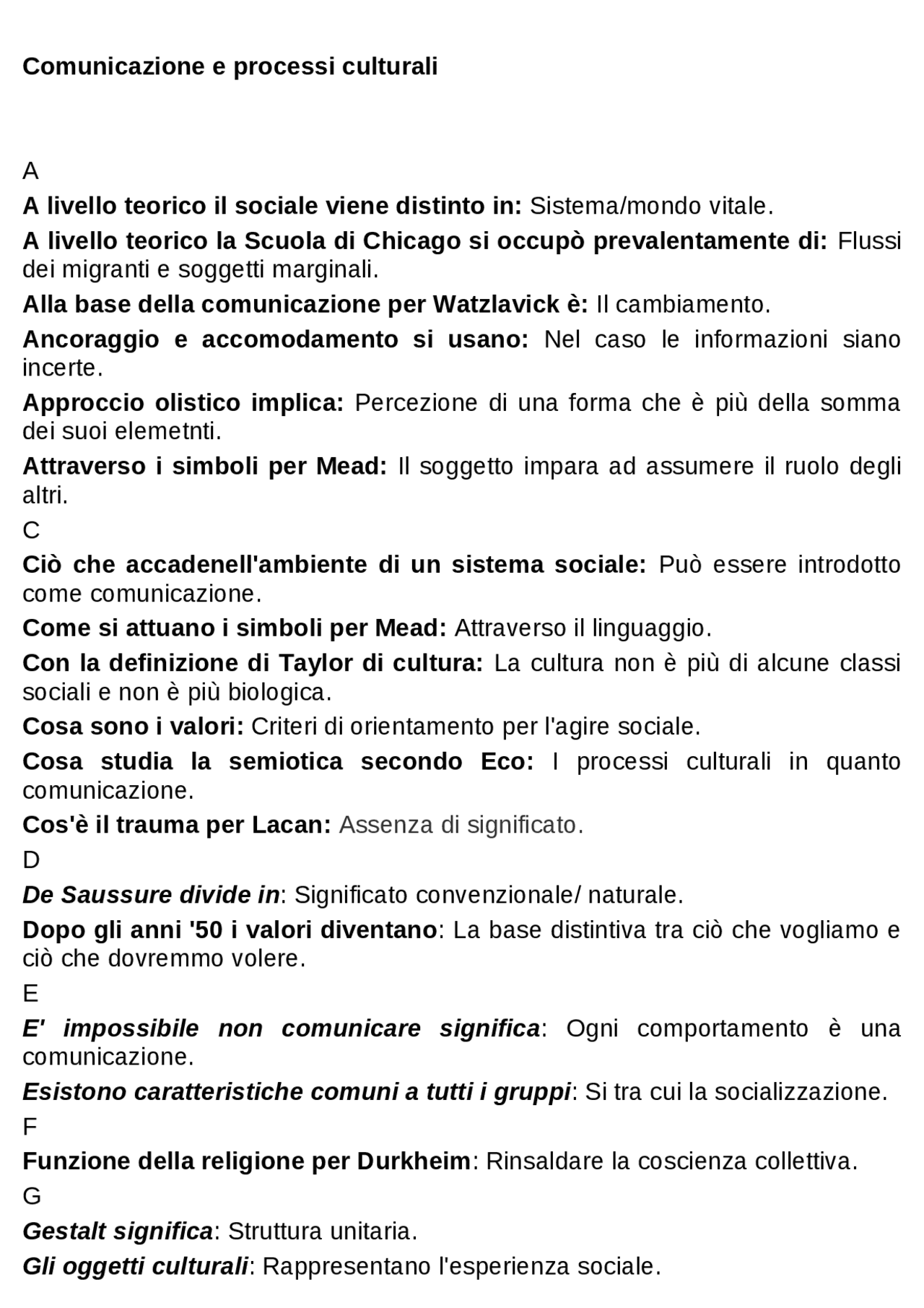 Comunicazione E Processi Culturali Docsity
